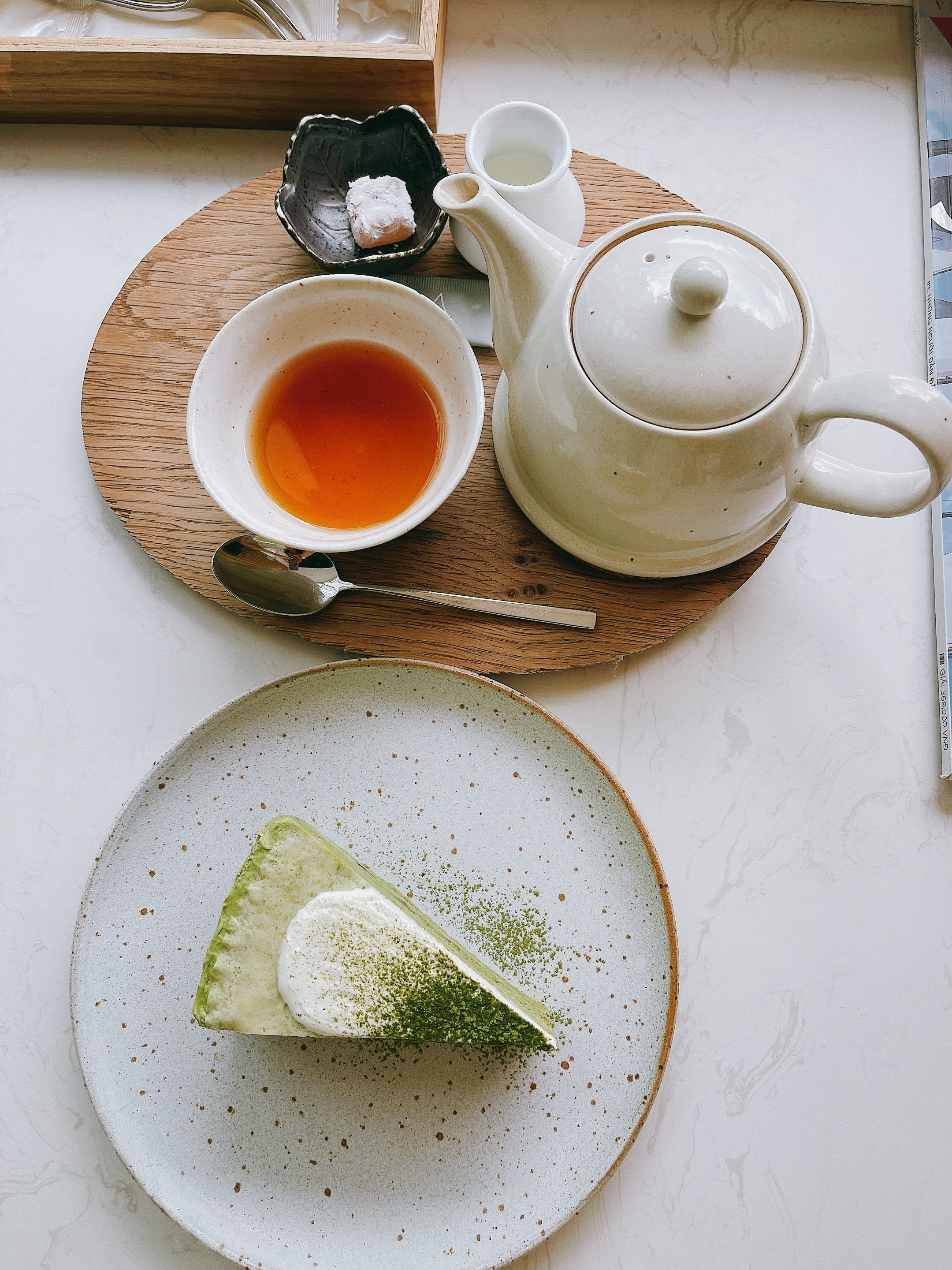 Tea in a Cup and a Slice of Cake on a Plate · Free Stock Photo