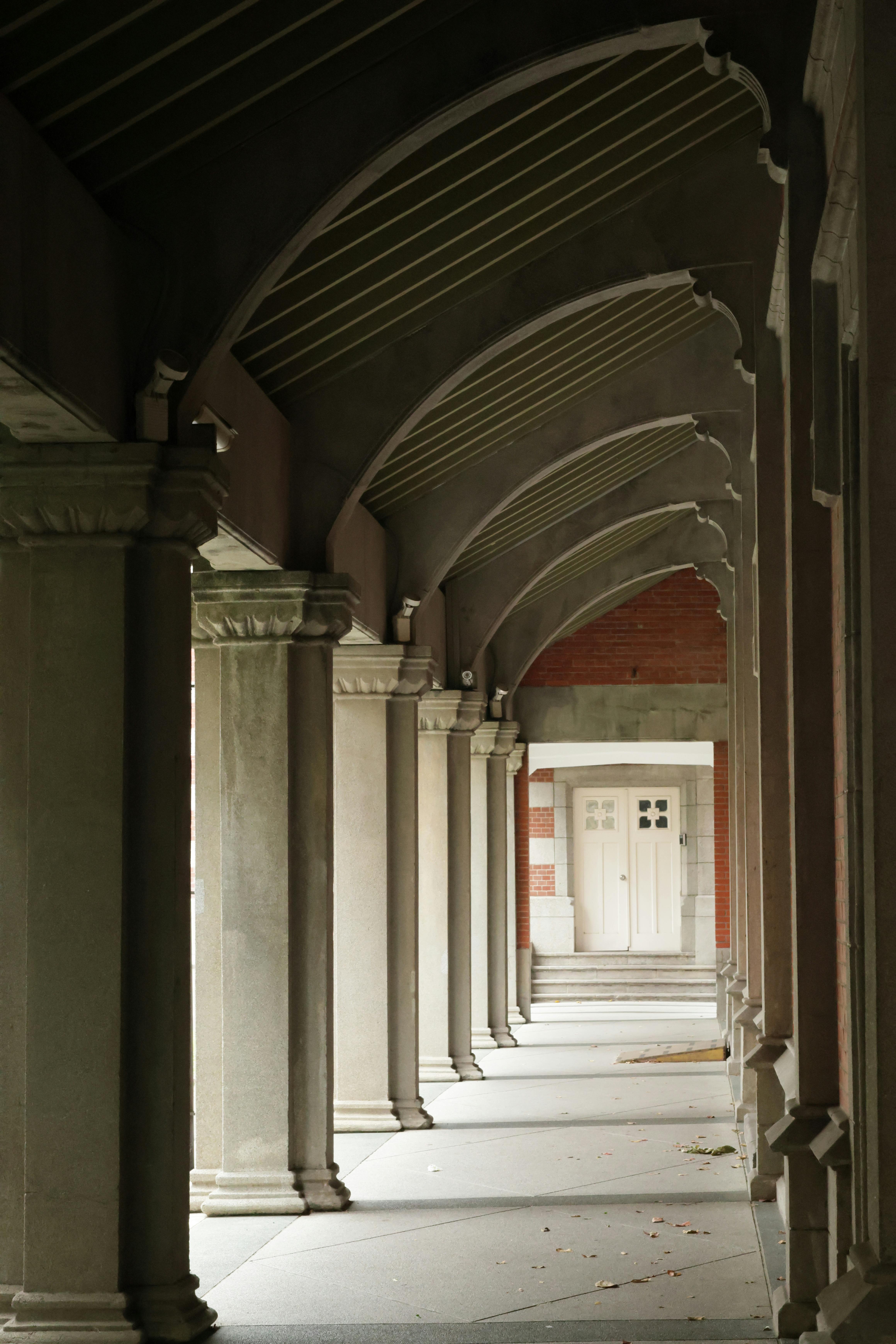 Columns and Ceiling over Pavement · Free Stock Photo