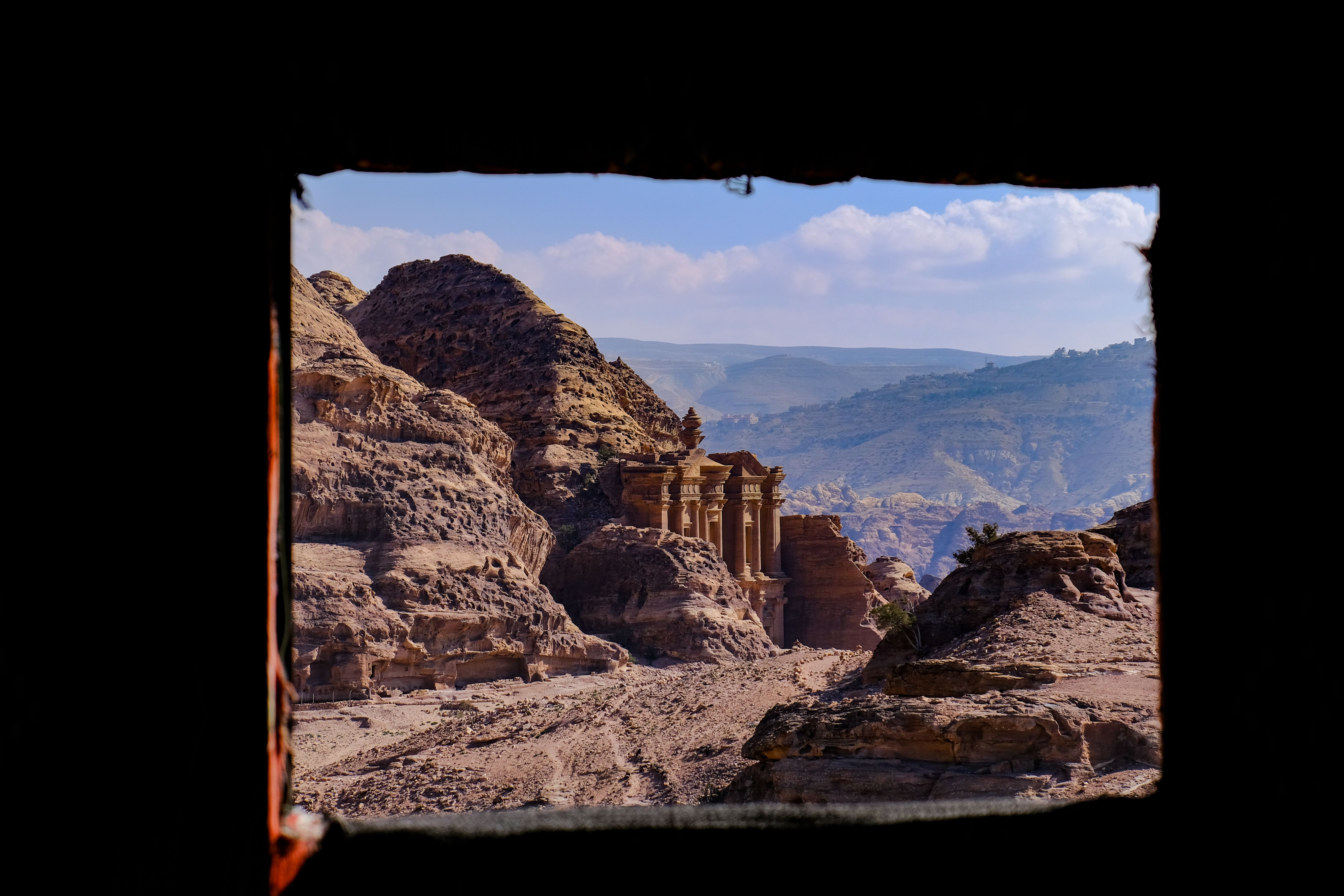 Petra in Rocks behind Window Opening · Free Stock Photo