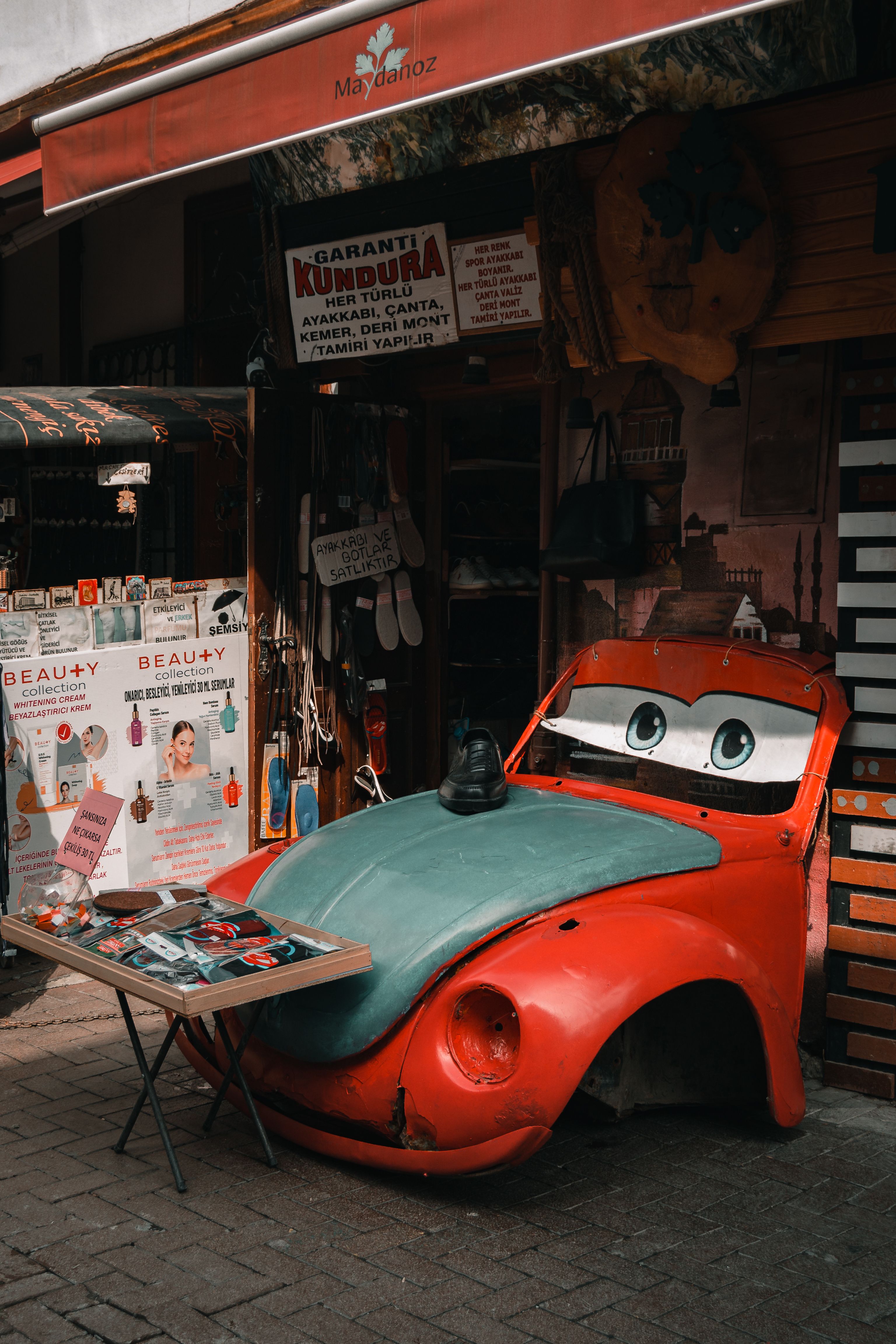 Front of Old Beetle Posing as Lightning McQueen from the movie Cars ...