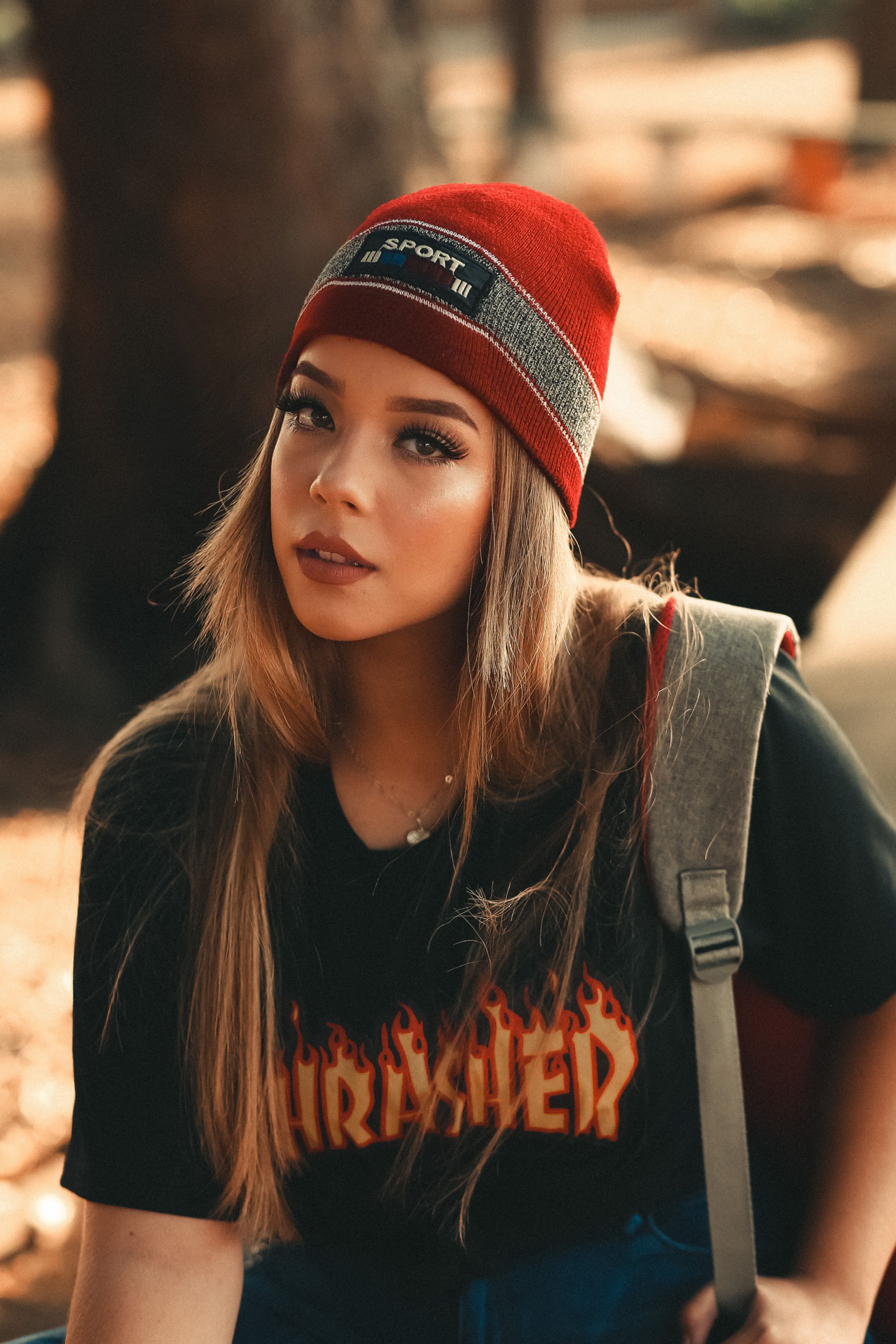Face of Model in Gap between Ladder Steps · Free Stock Photo