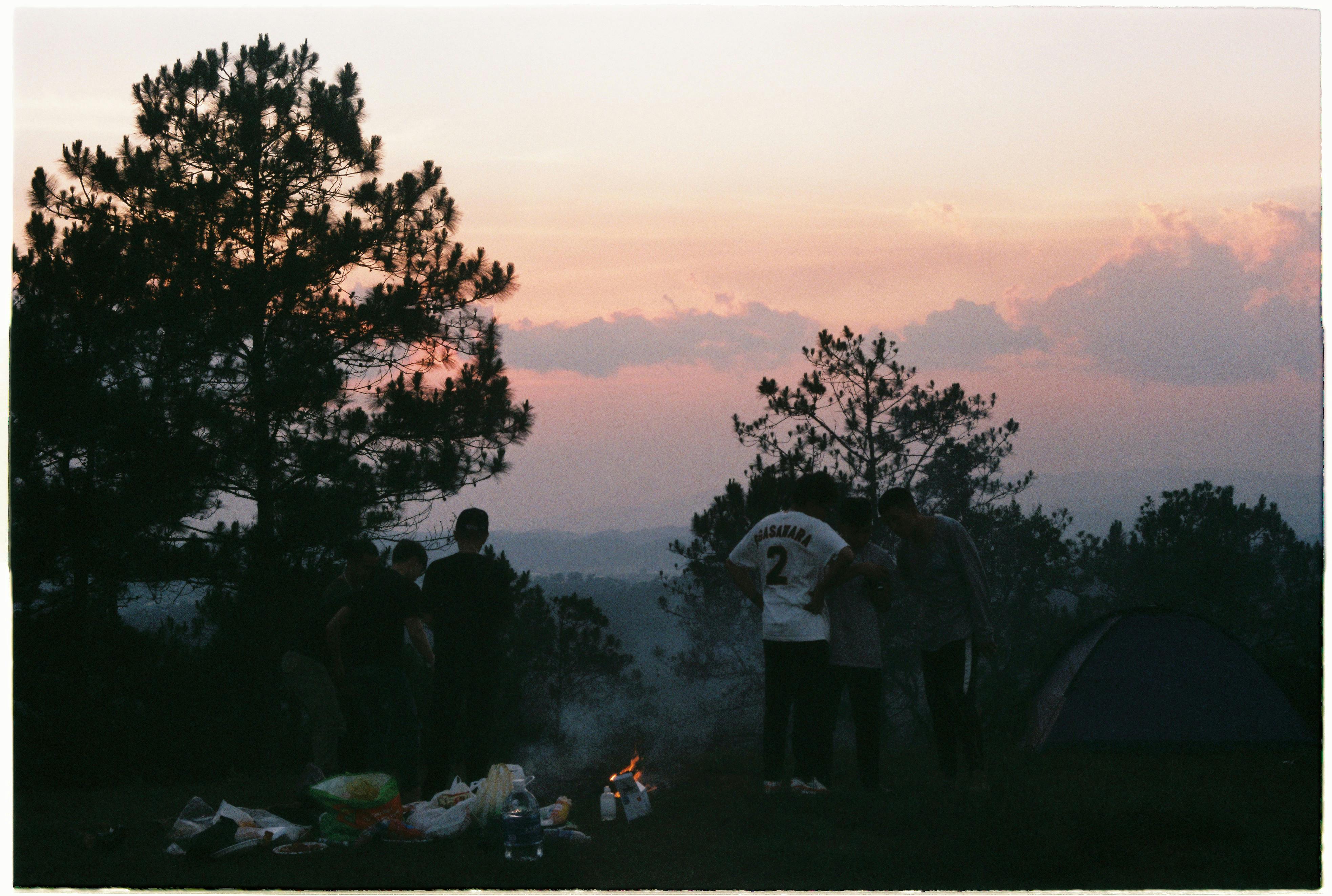 Camping People at Sunset · Free Stock Photo