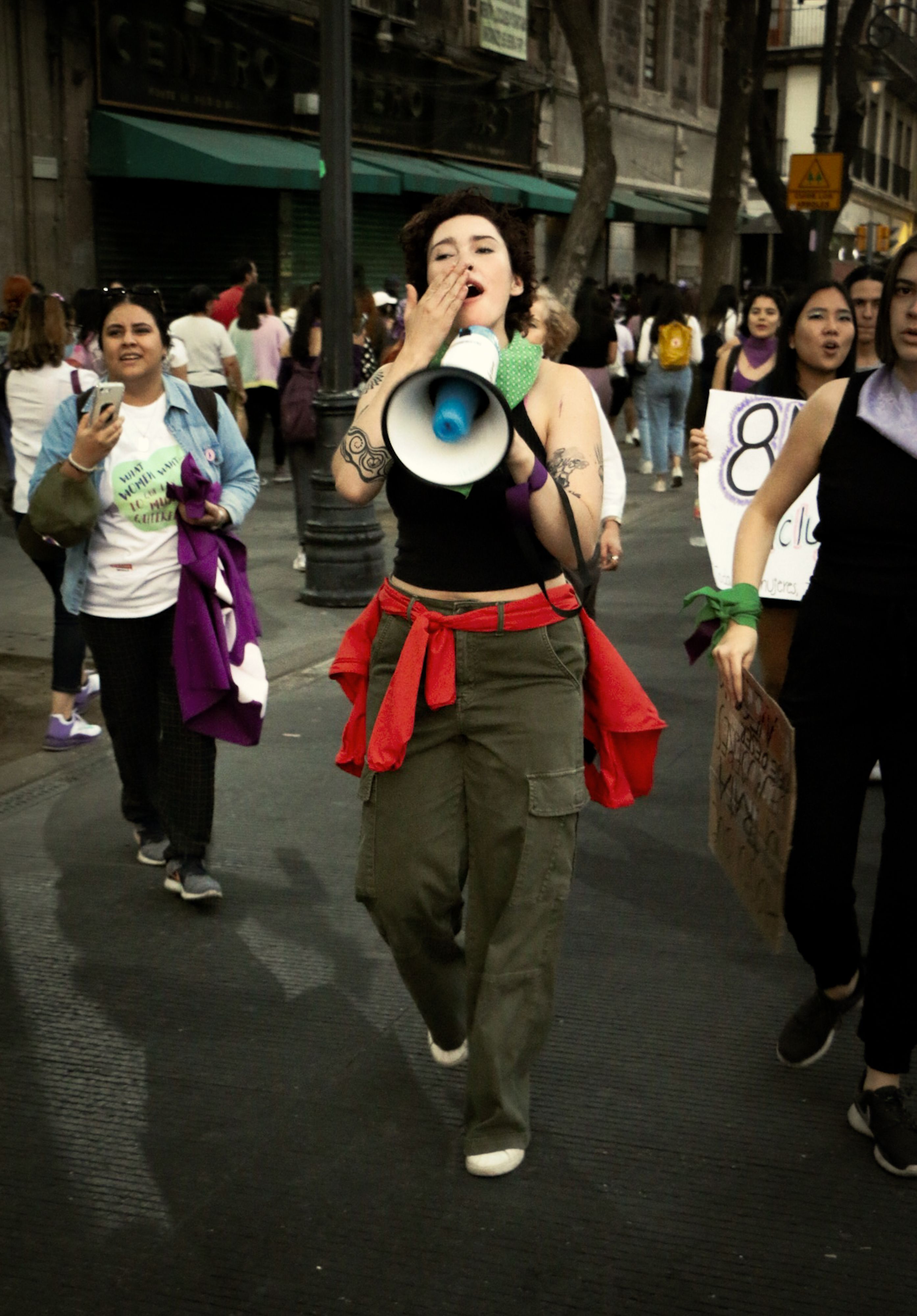 Women Walking in a Protest on a Street in City · Free Stock Photo