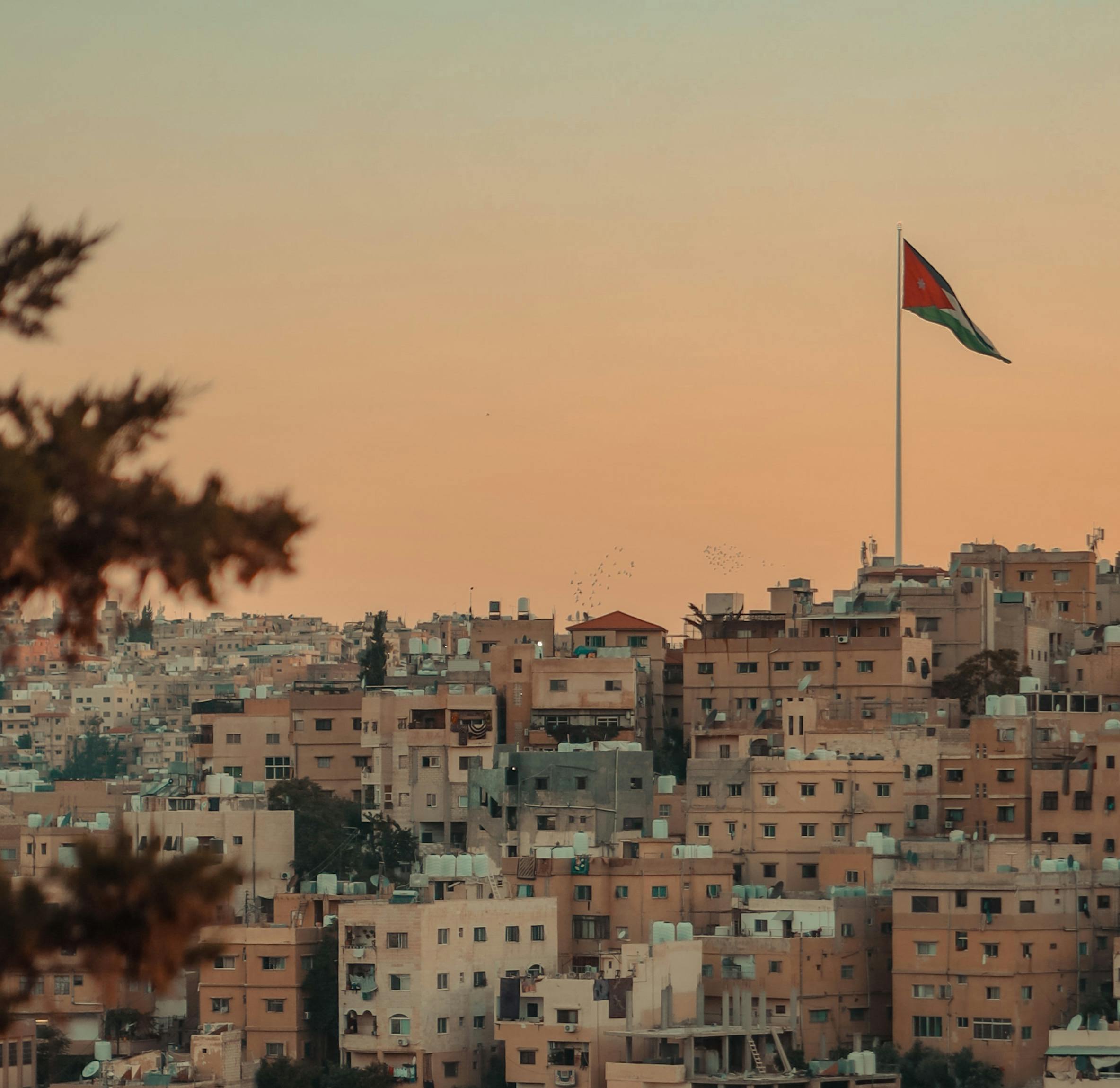 Flag of Jordan over Amman · Free Stock Photo