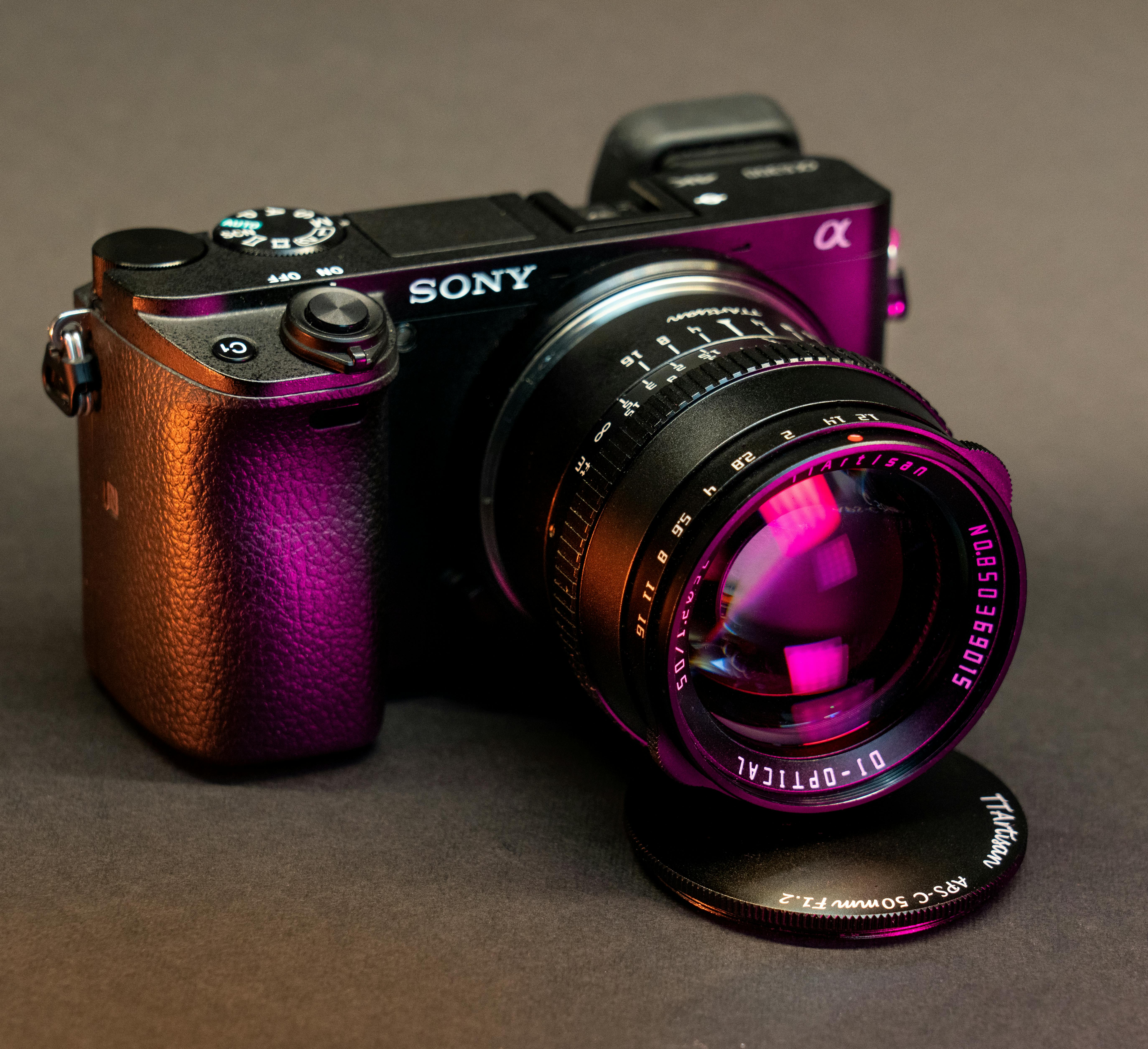 Professional Camera in Bright Lights · Free Stock Photo