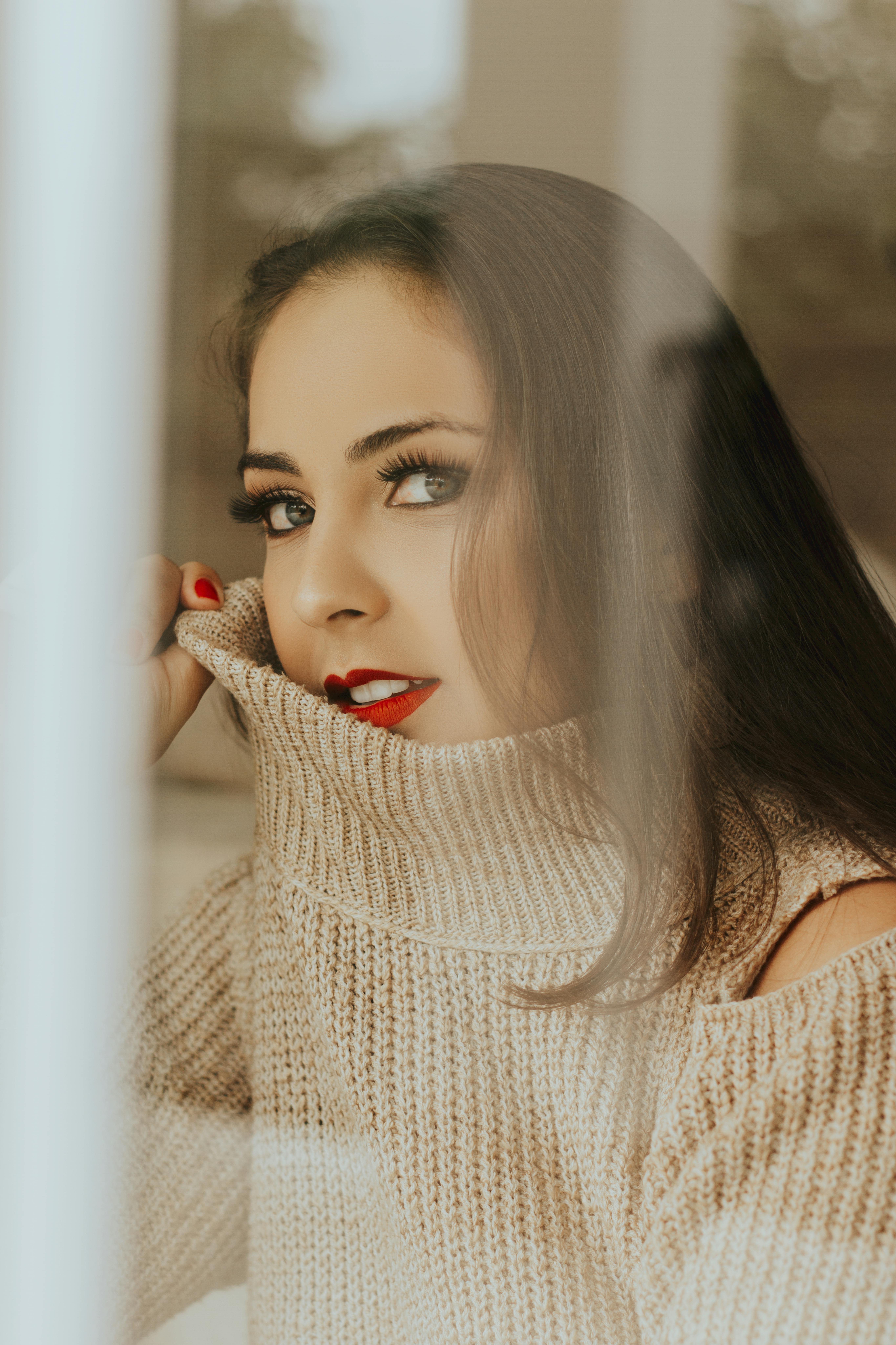 Beautiful Woman View through Window · Free Stock Photo