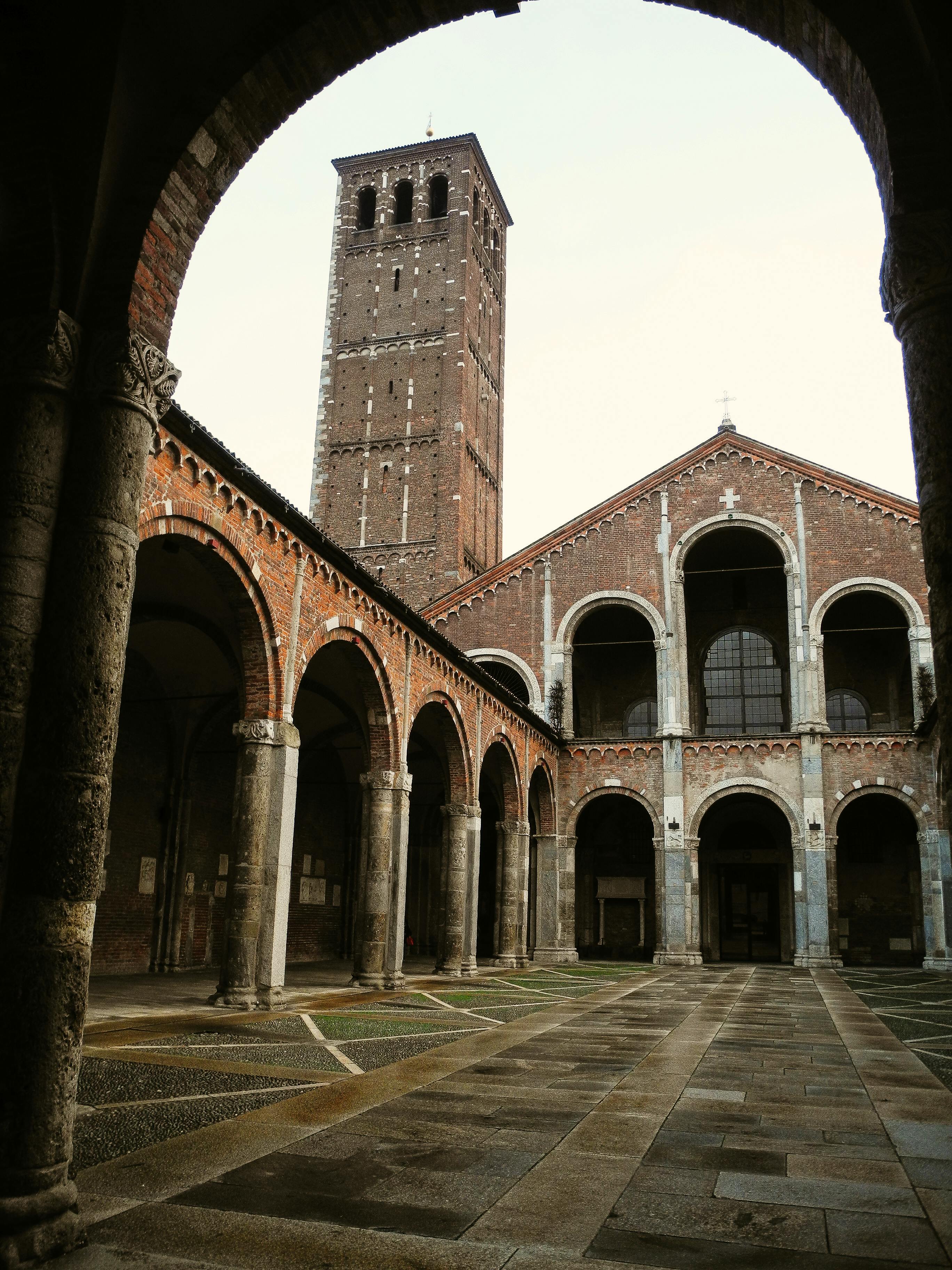 Church Courtyard and Tower · Free Stock Photo