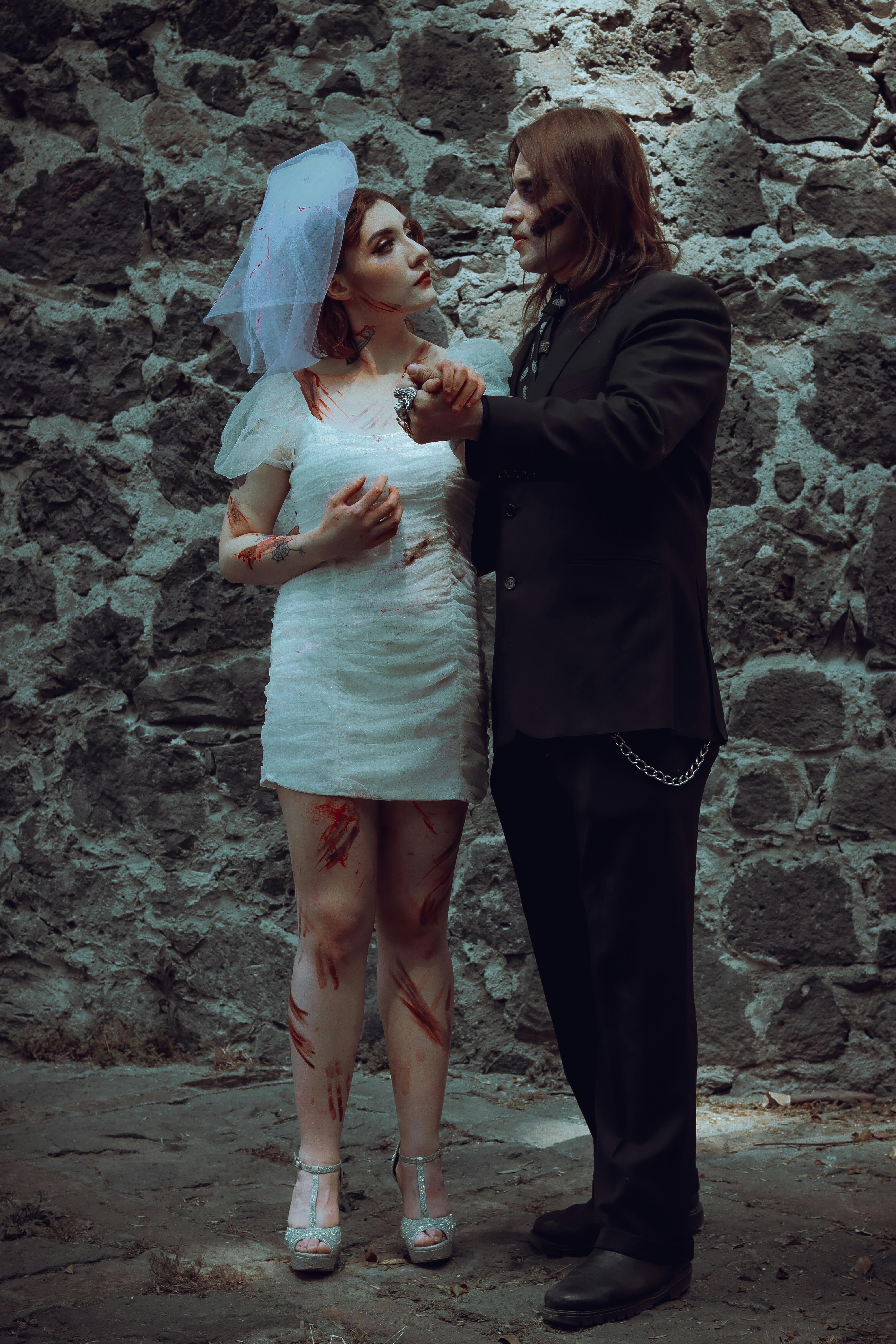 Bride and Groom in Scary Costumes · Free Stock Photo