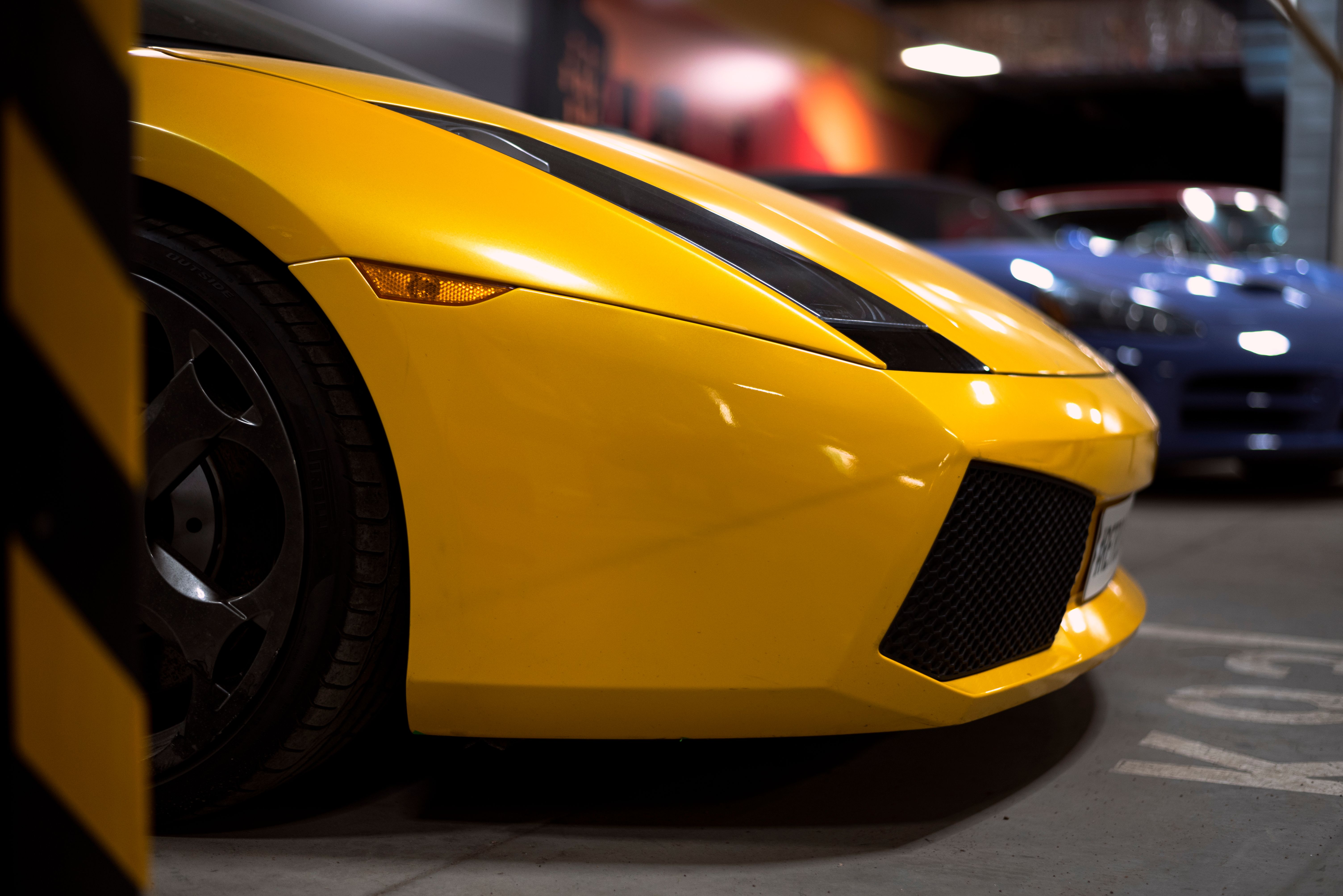 Yellow Lamborghini Gallardo in the Garage · Free Stock Photo
