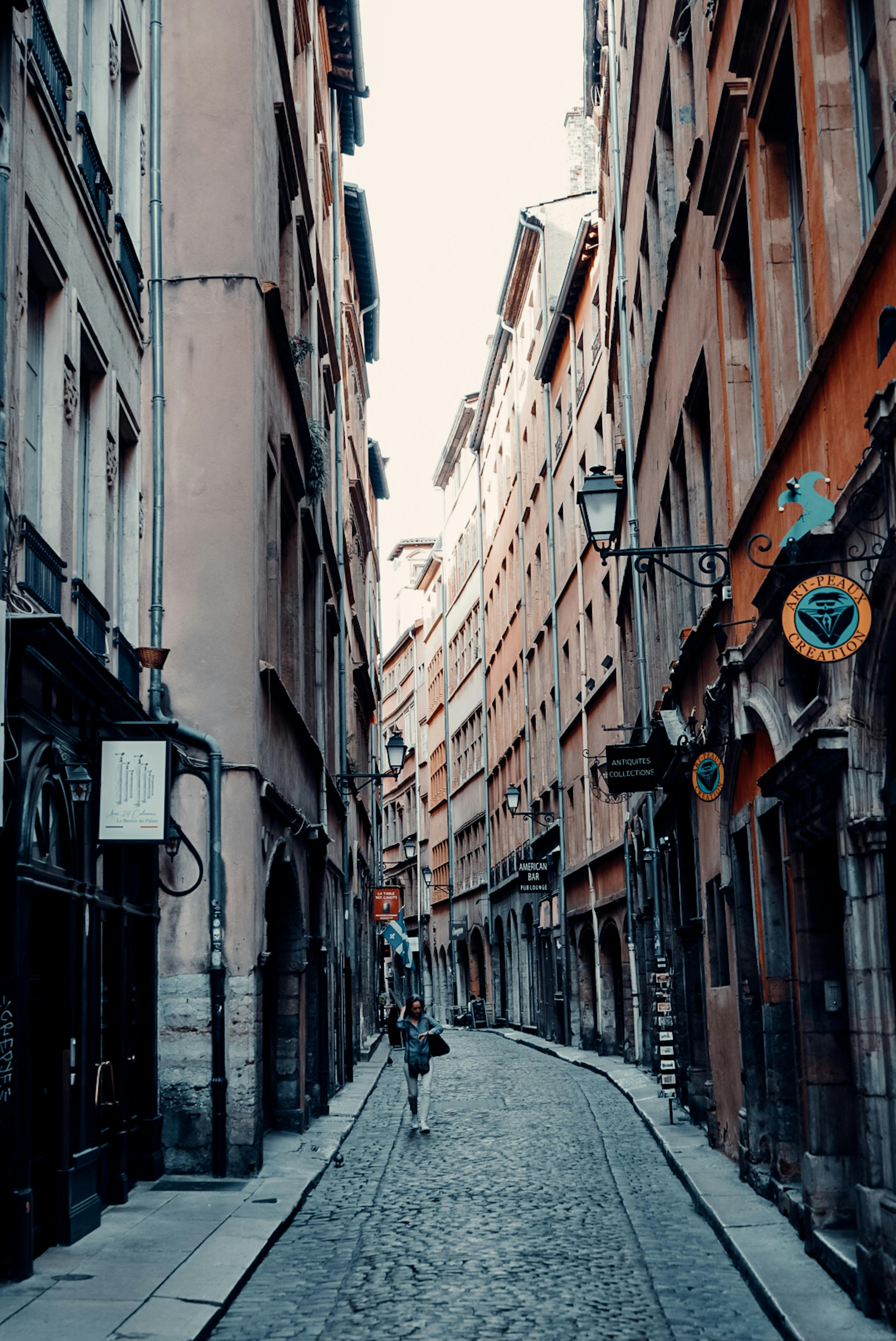 Narrow, Cobblestone Street in Shadow · Free Stock Photo