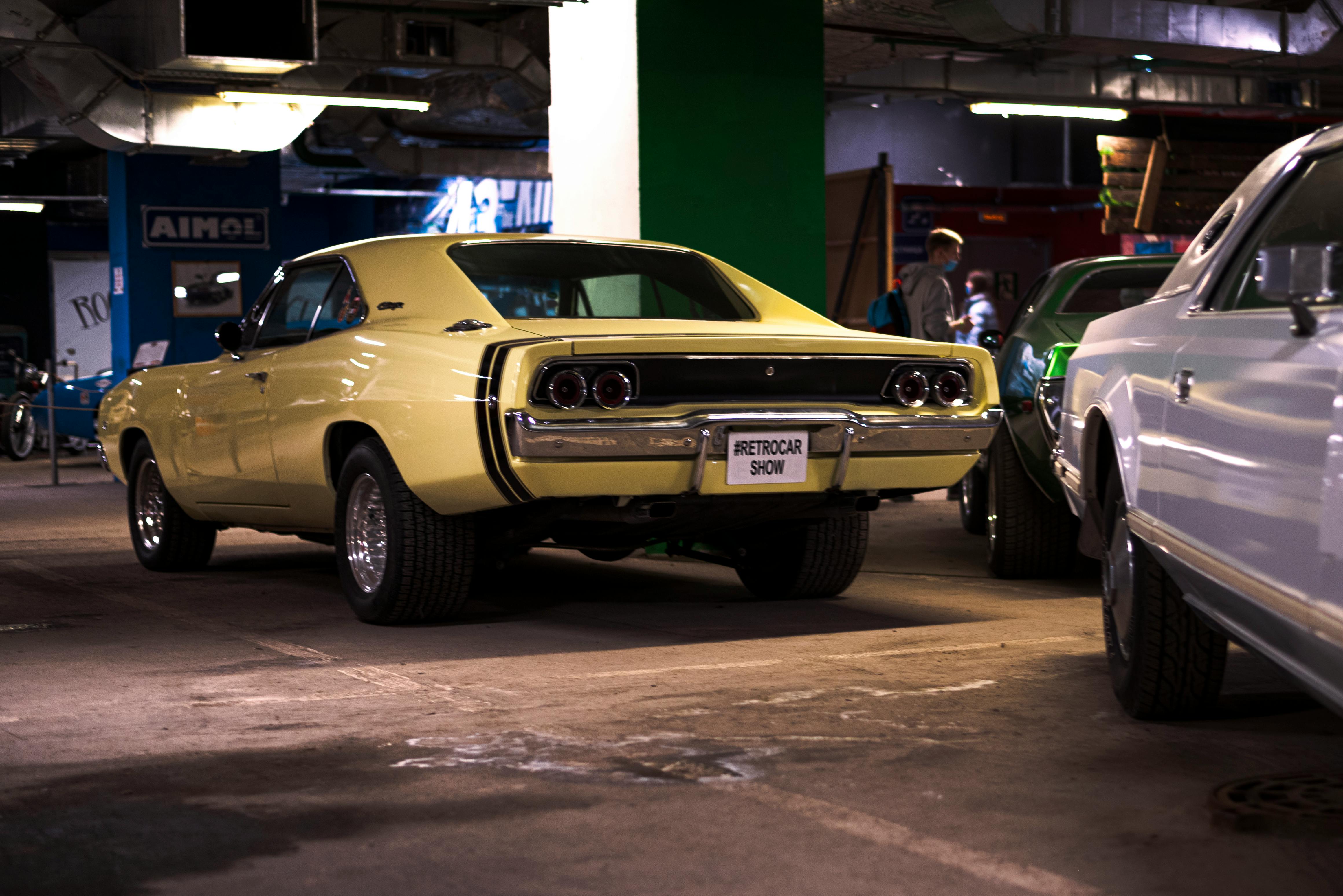 A Parked Yellow Dodge Charger · Free Stock Photo