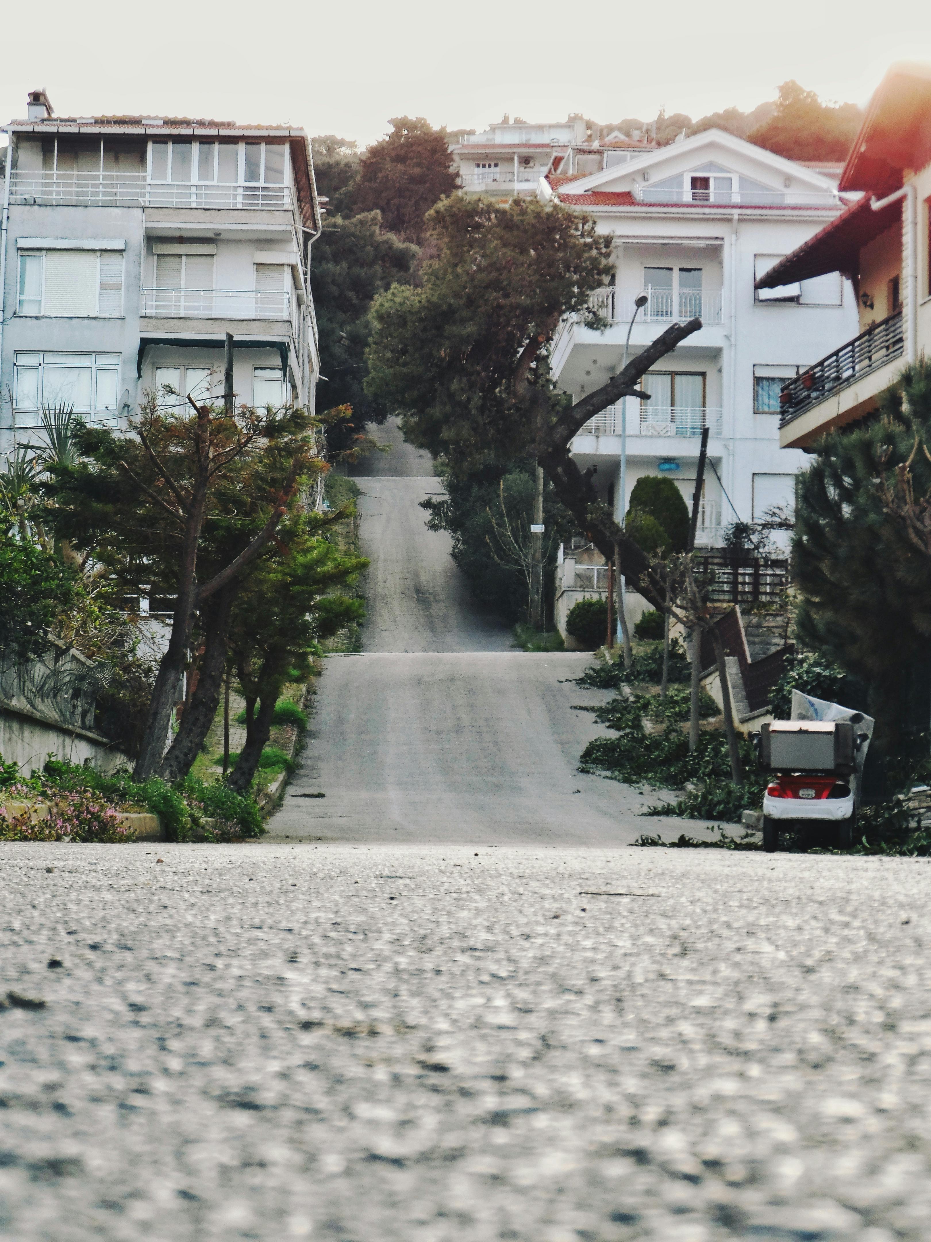 Close up of Street on Hill in Town · Free Stock Photo