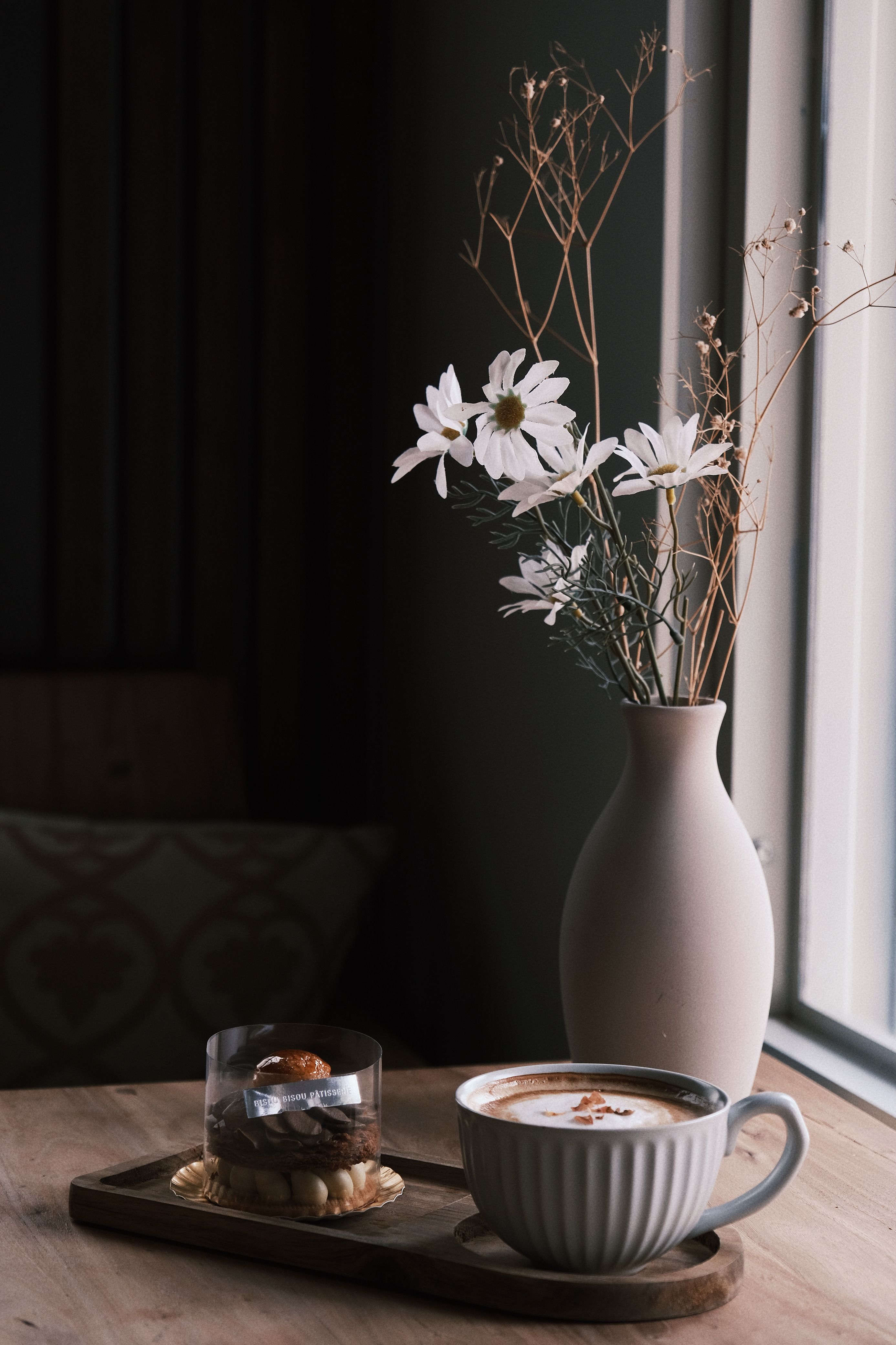 Coffee and Flowers in Vase · Free Stock Photo