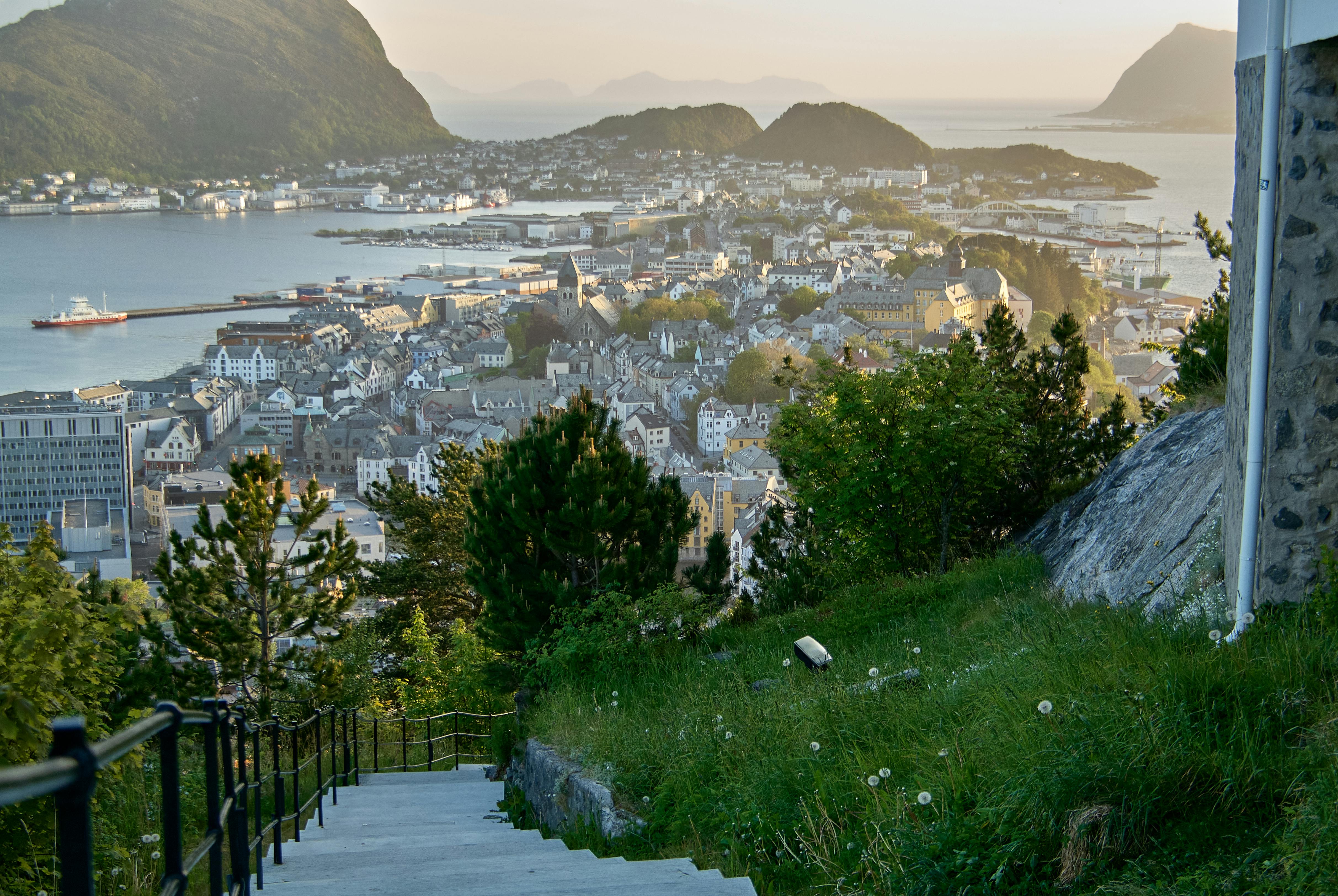 Byrampen Viewpoint Overlooking Alesund in Norway · Free Stock Photo