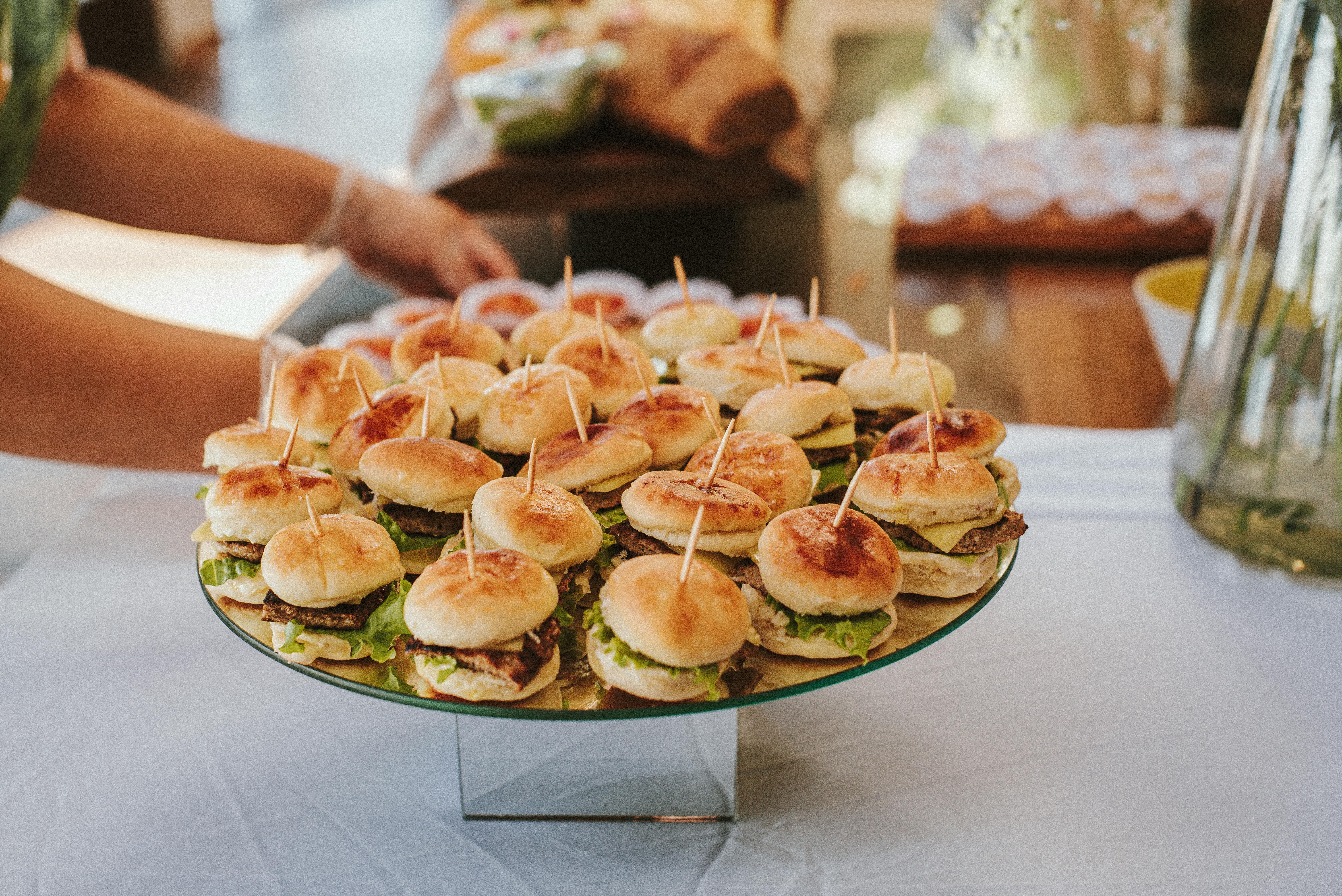 Close-up of a Tray with Mini Burgers Skewers · Free Stock Photo
