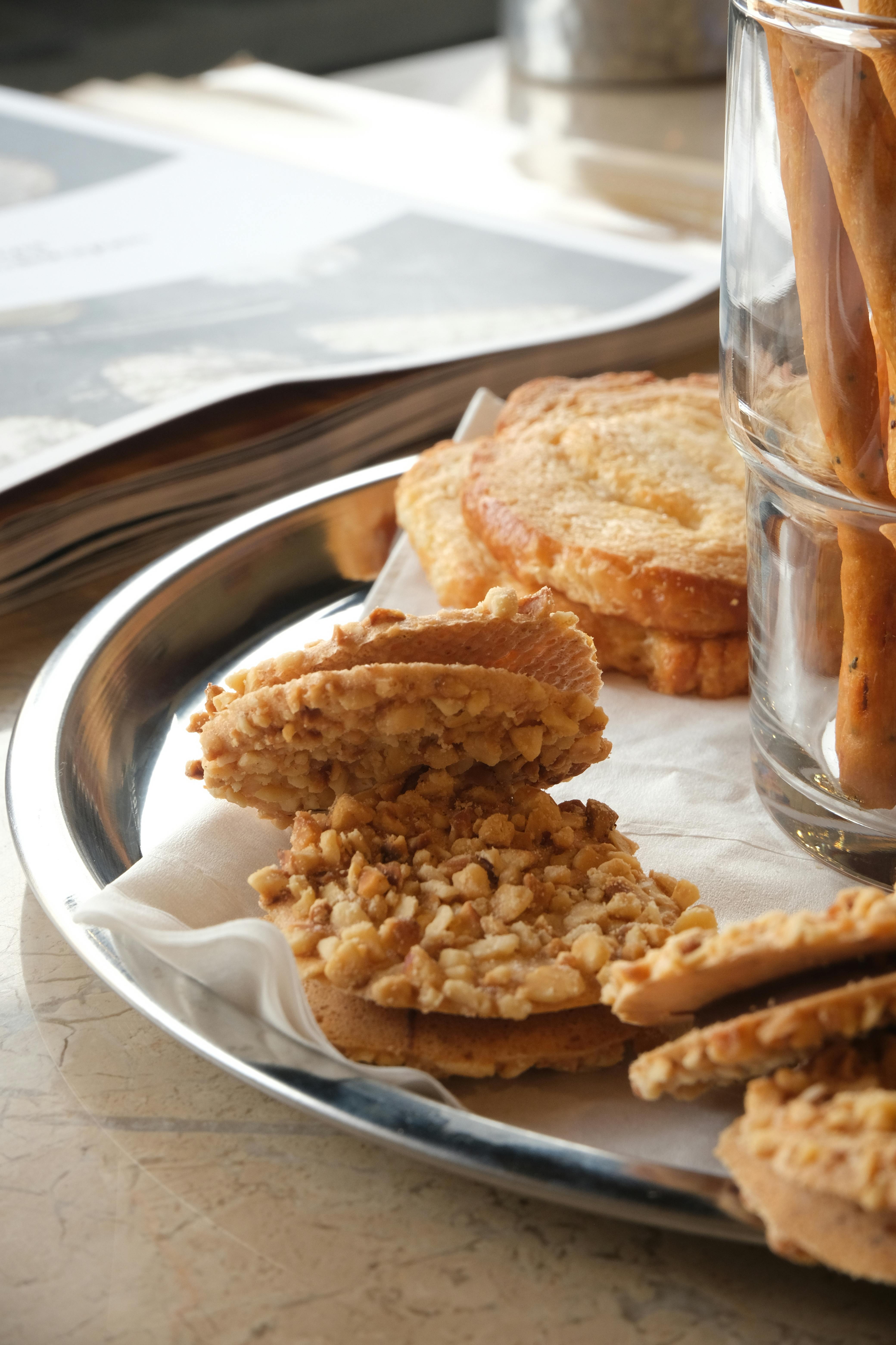 Close-up of a Silver Tray with Cookies · Free Stock Photo