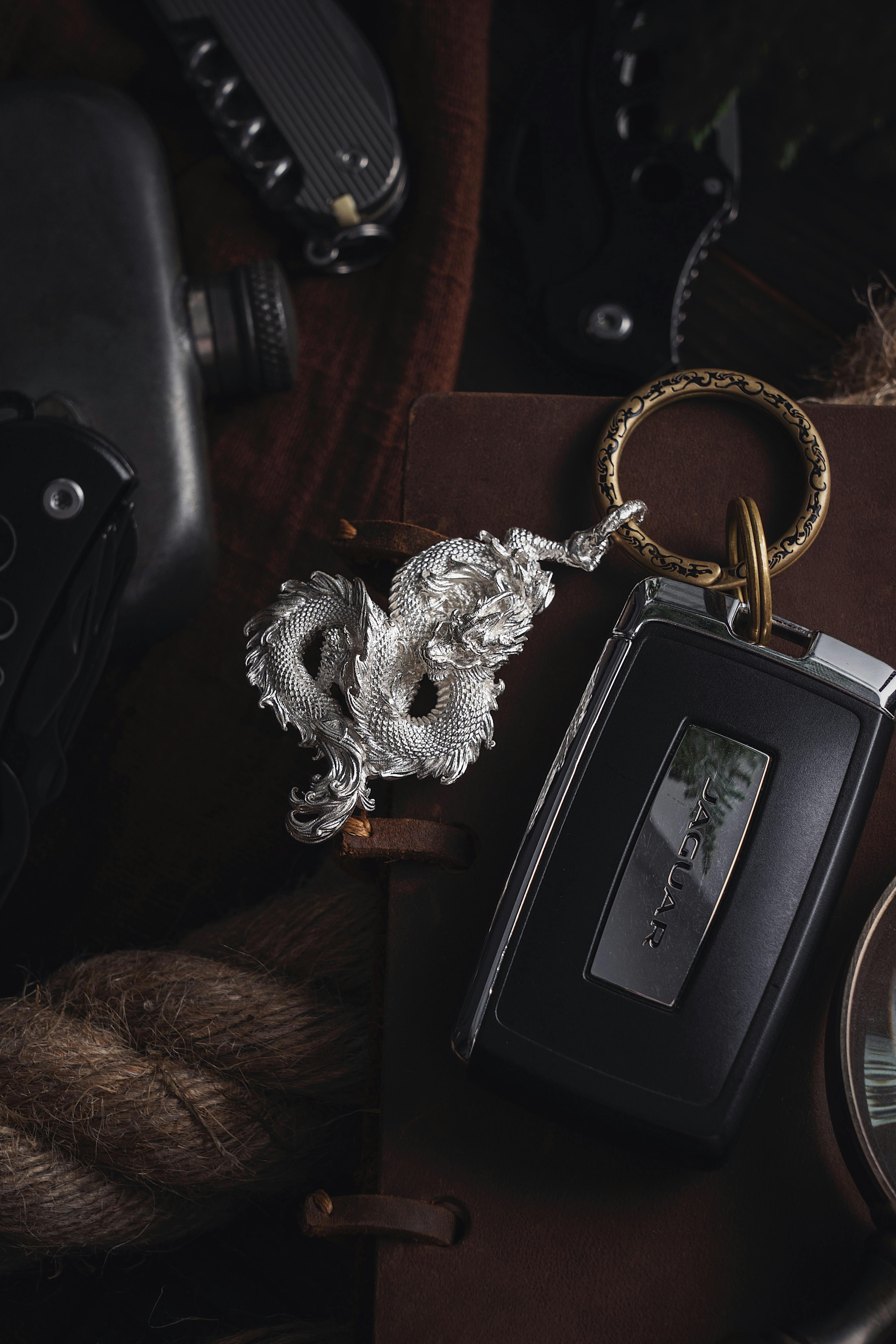 Silver Vintage Dragon Key Chain · Free Stock Photo