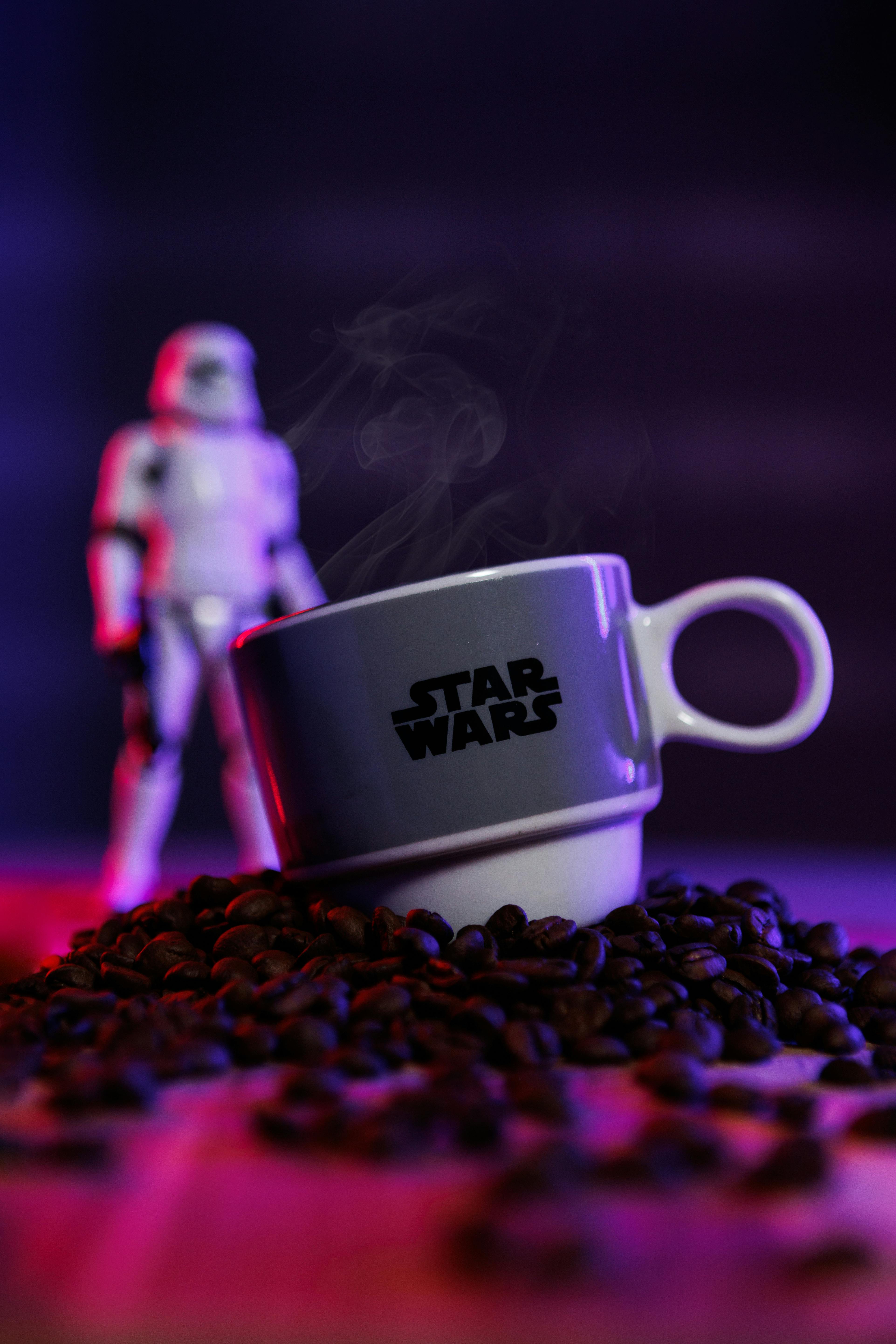 Star Wars Ceramic Mug Filled With Black Liquid With White Canal Buds ...