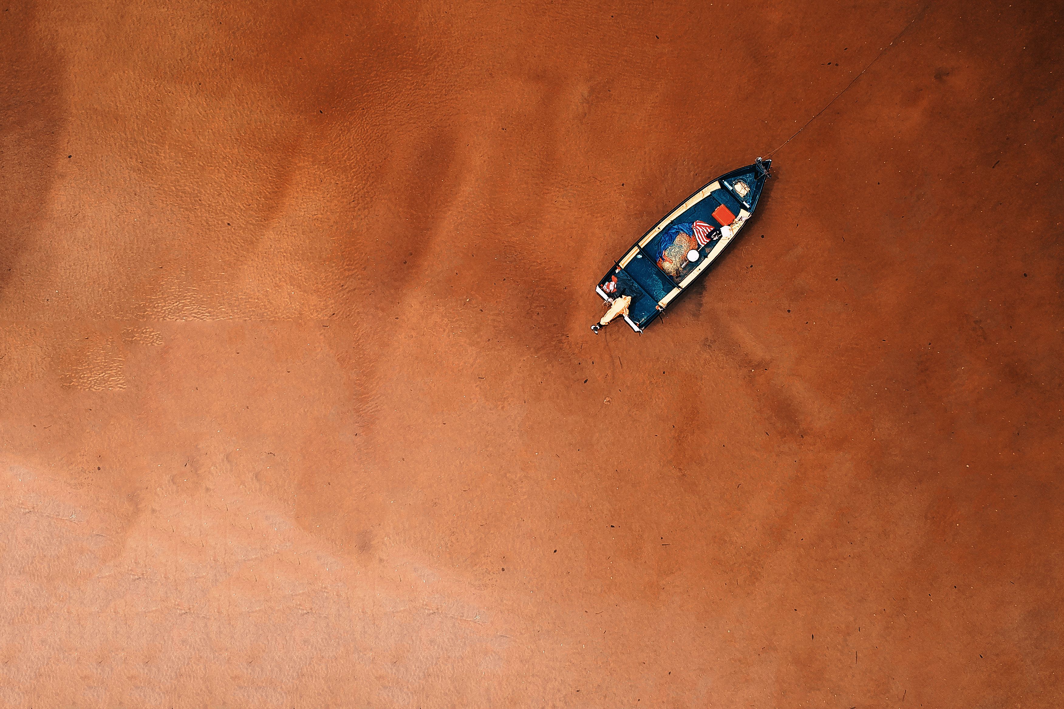 Bird's Eye View Of Boat On Seashore · Free Stock Photo