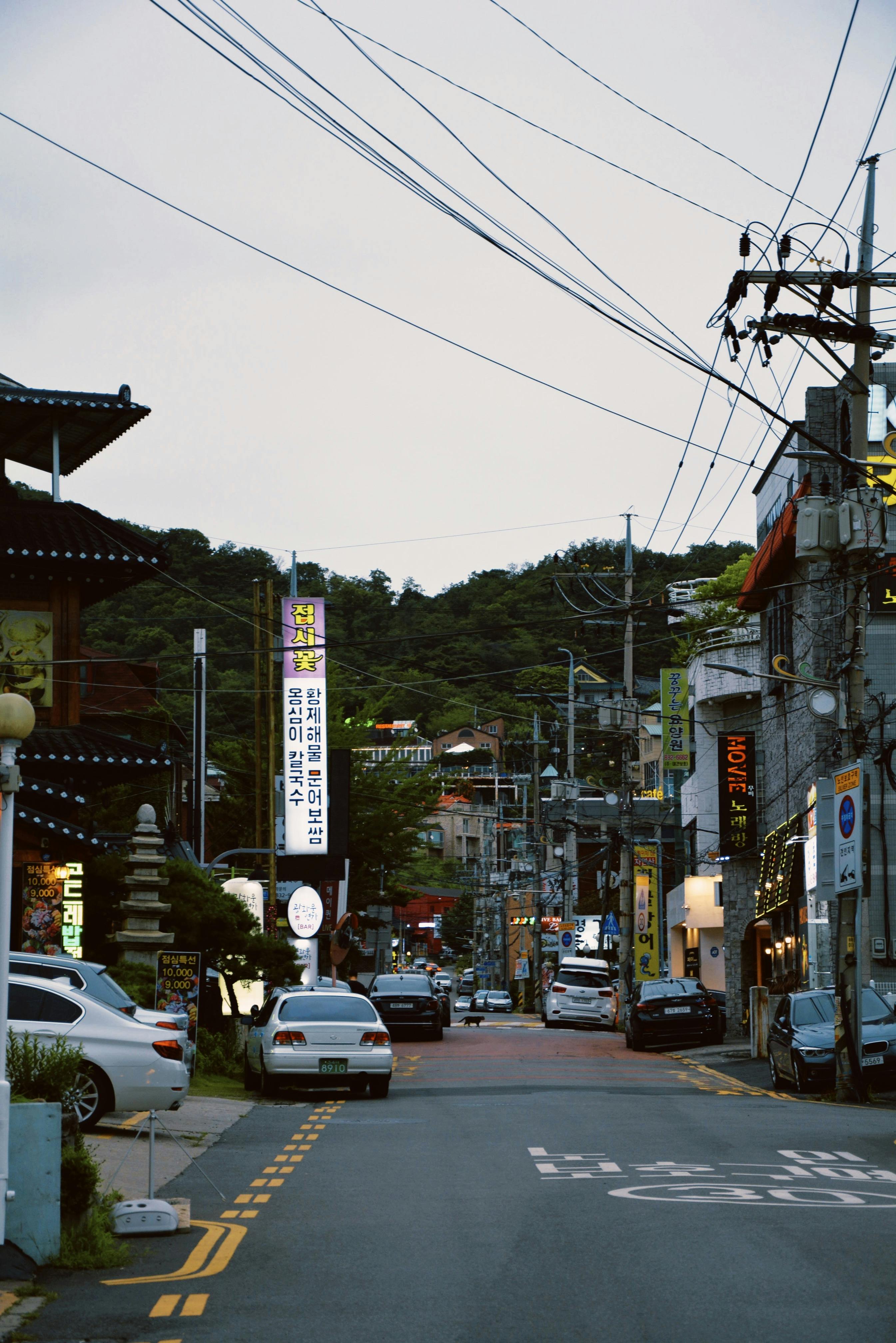 One-way Street Lined with Parked Cars · Free Stock Photo