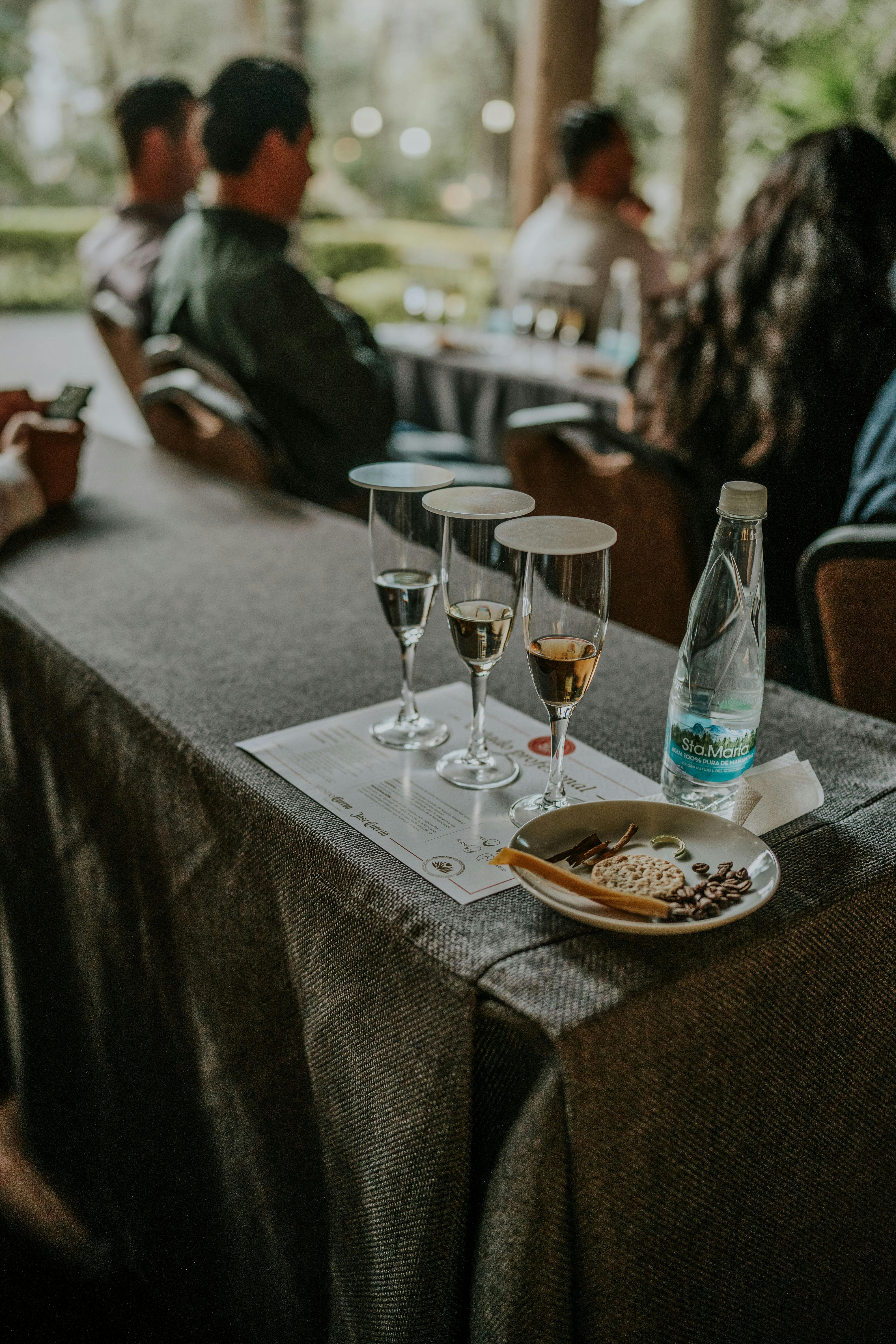 Champagne Glasses Covered with Coasters on a Table in the Conference ...