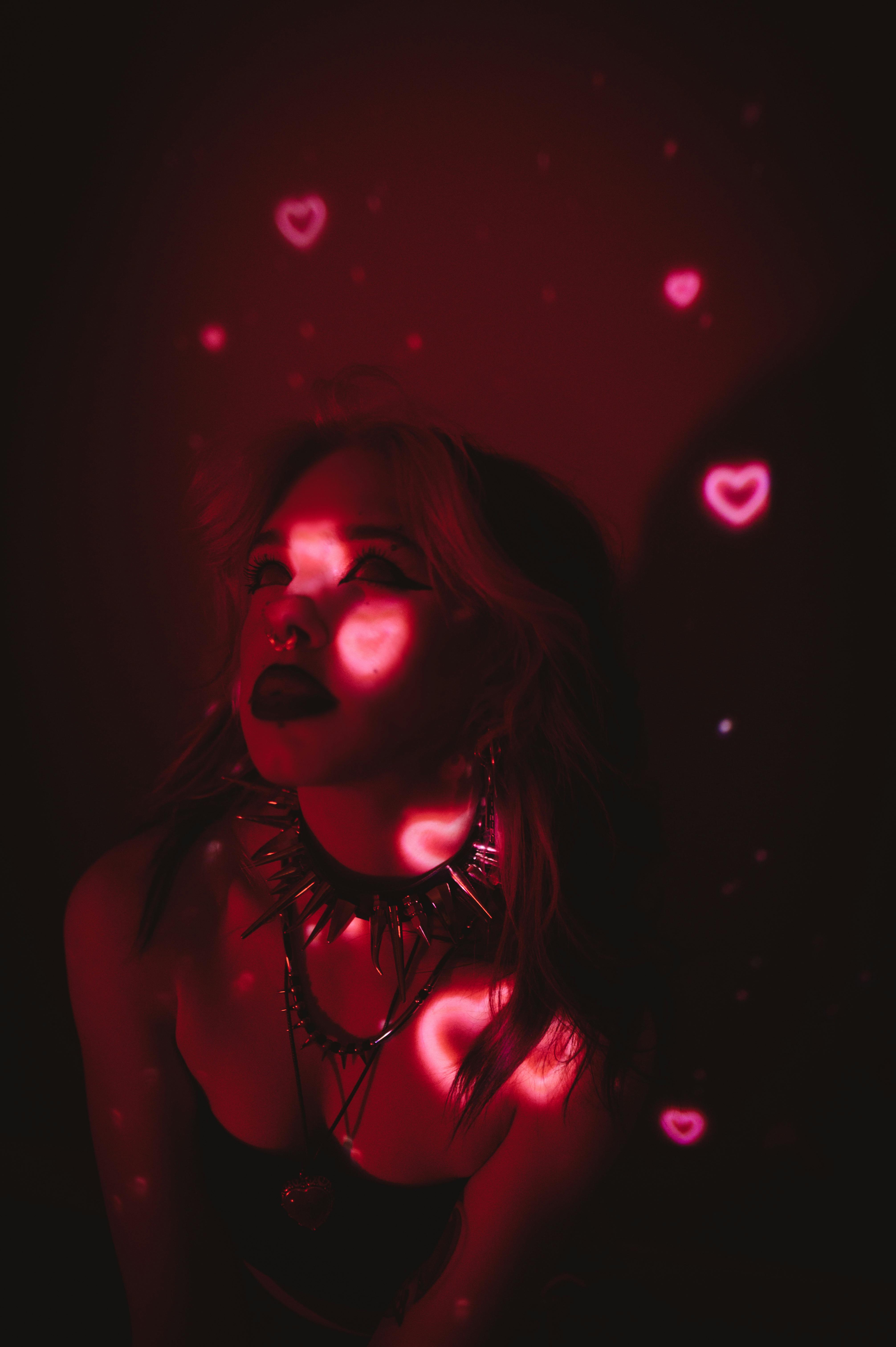 Photo of a Girl with Pink Lights · Free Stock Photo