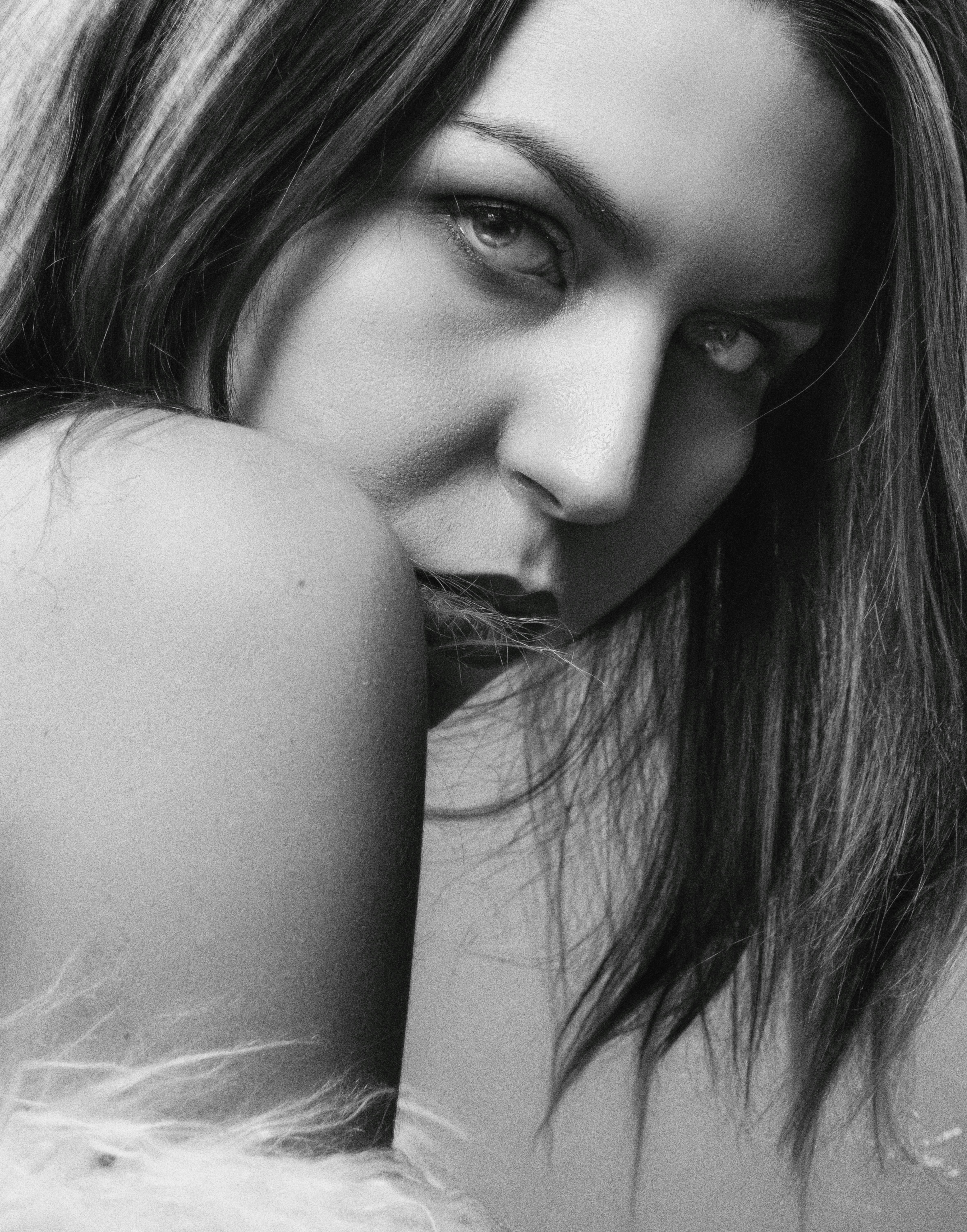 Woman Posing with Face Covered by Hair · Free Stock Photo