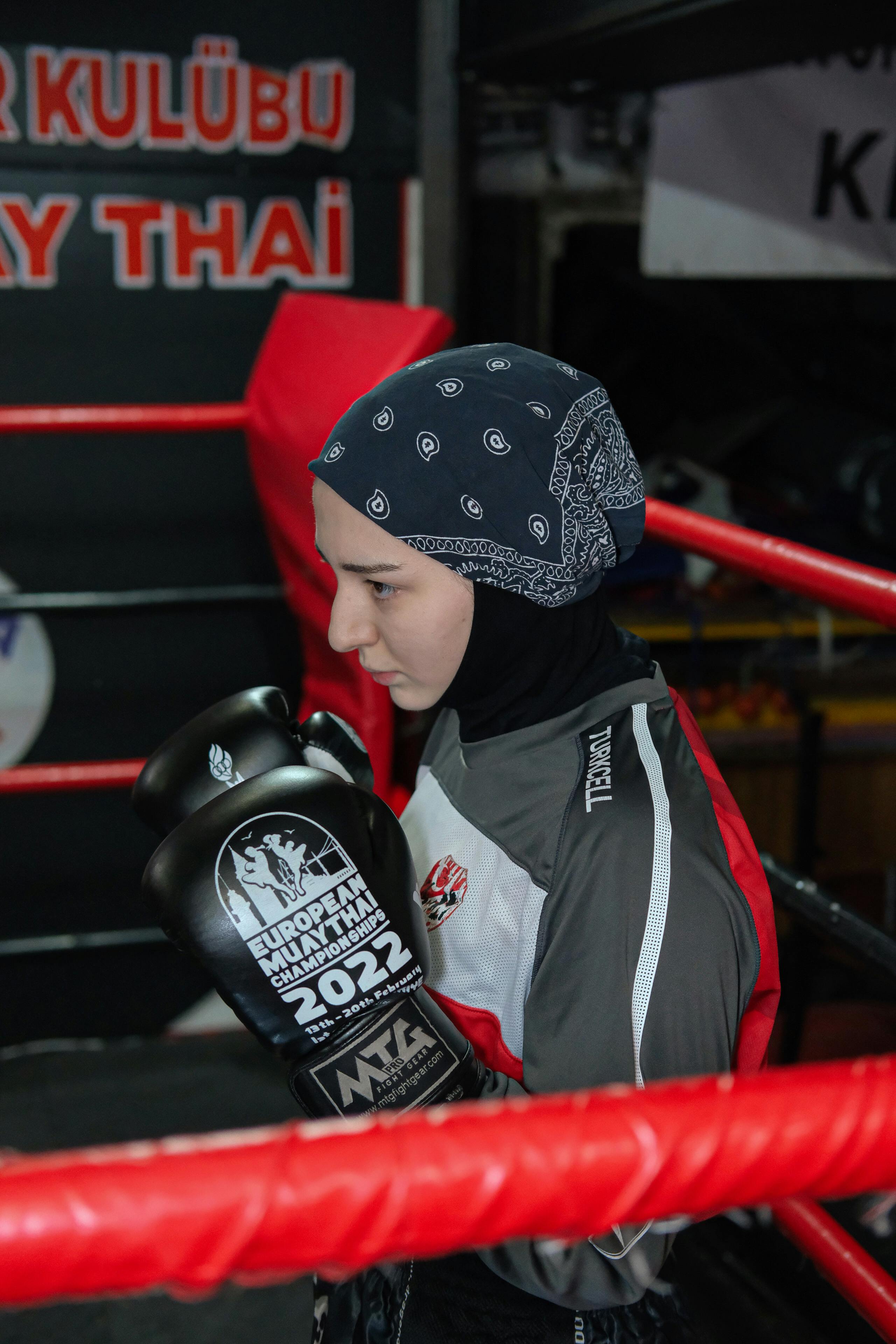 Woman in Hijab in Boxing Ring · Free Stock Photo