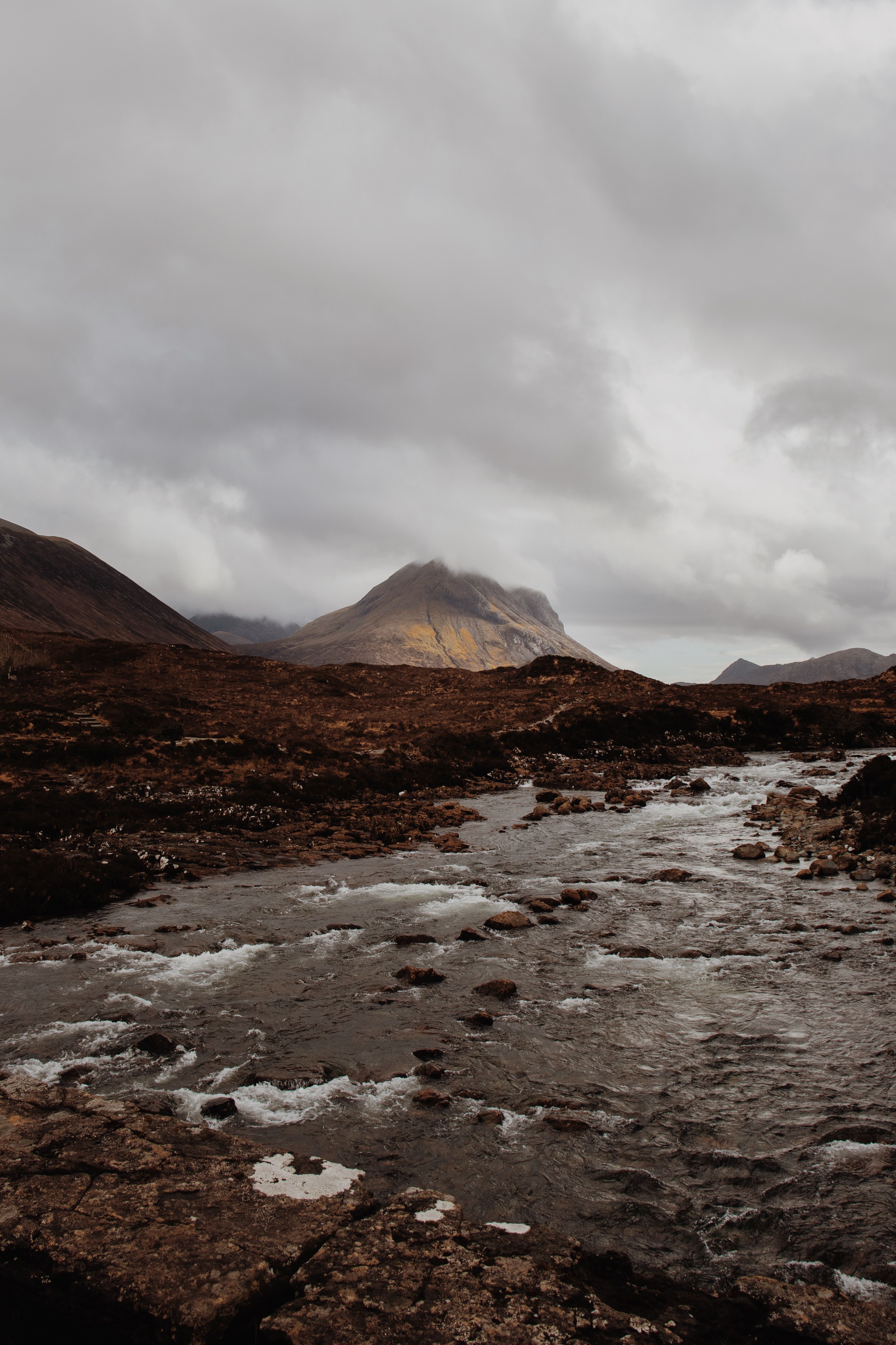 Cloudy Sky over a Small Stream in Autumn · Free Stock Photo