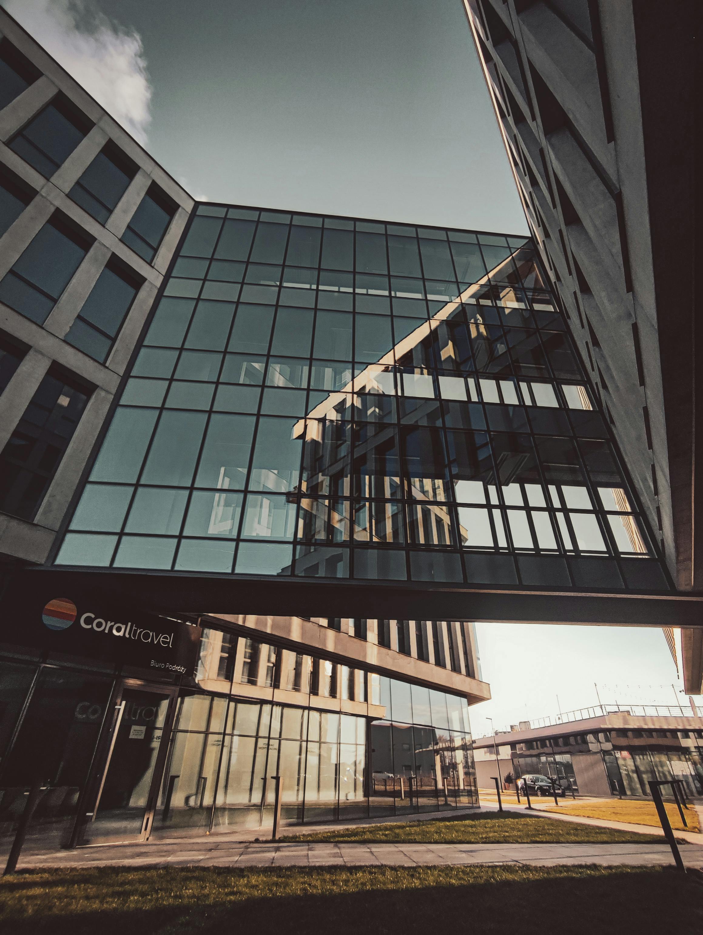 Connector over Street Between Office Buildings · Free Stock Photo