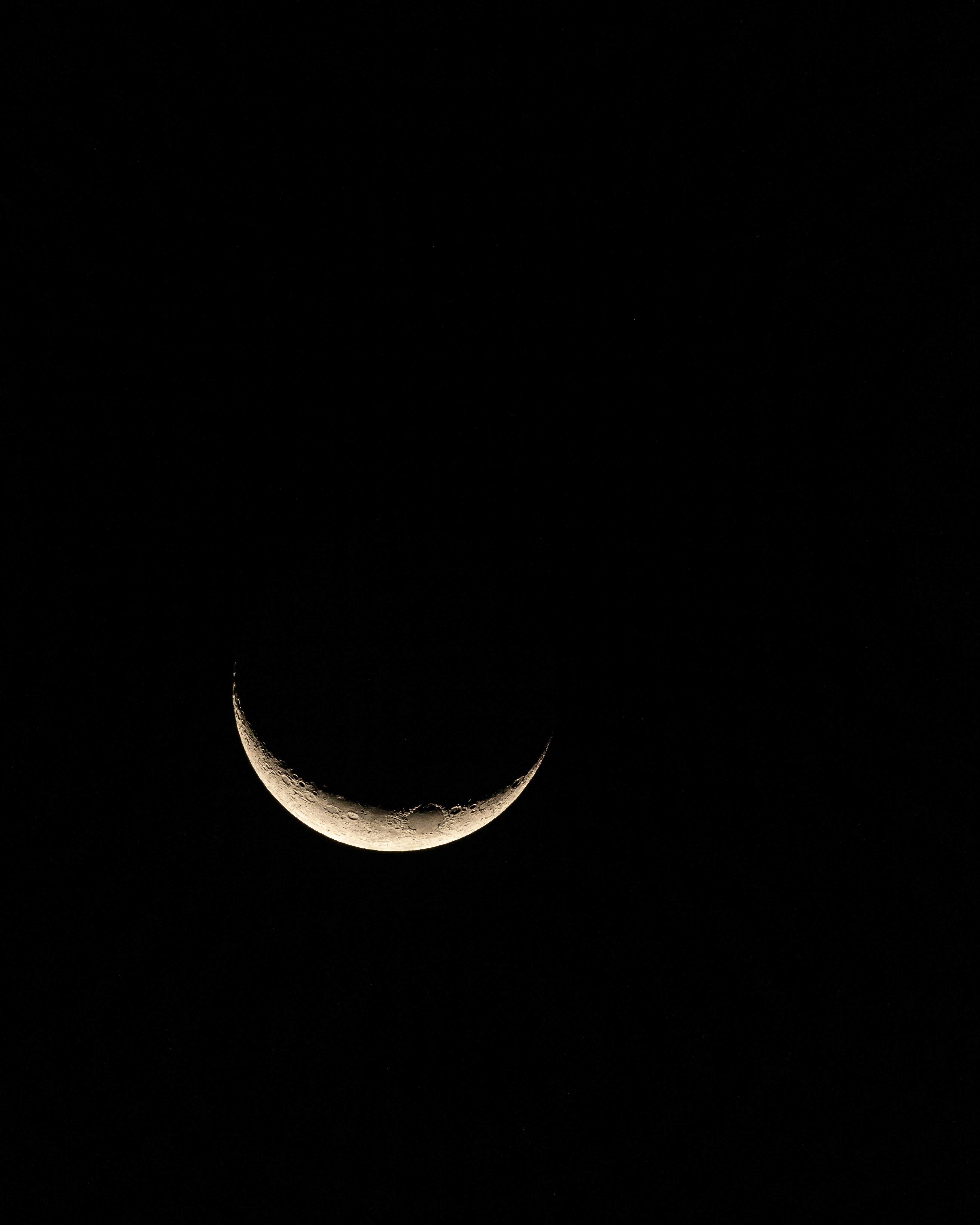 Crescent Moon in Black Background · Free Stock Photo
