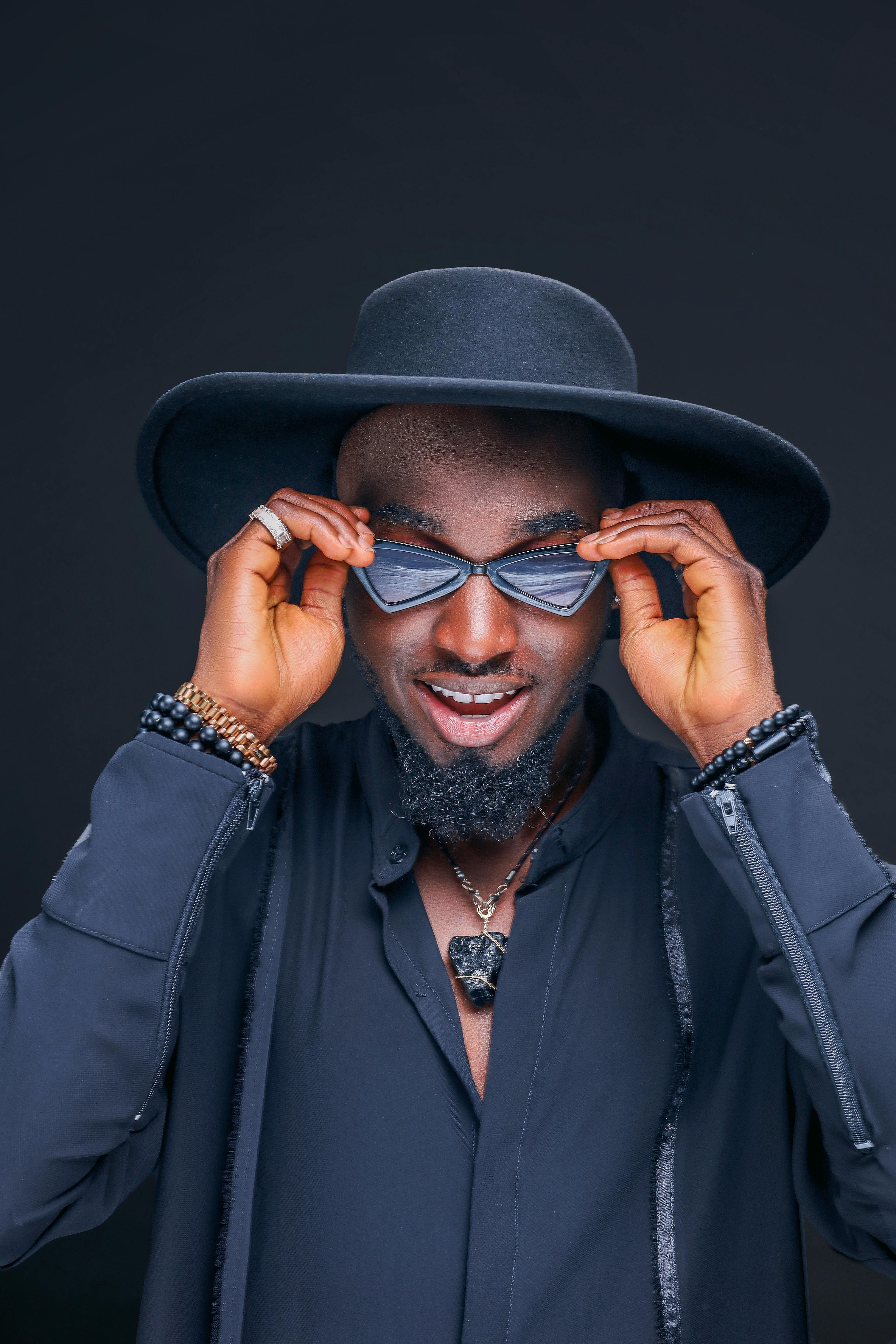 Portrait of a Male Model Wearing Sunglasses and a Hat · Free Stock Photo