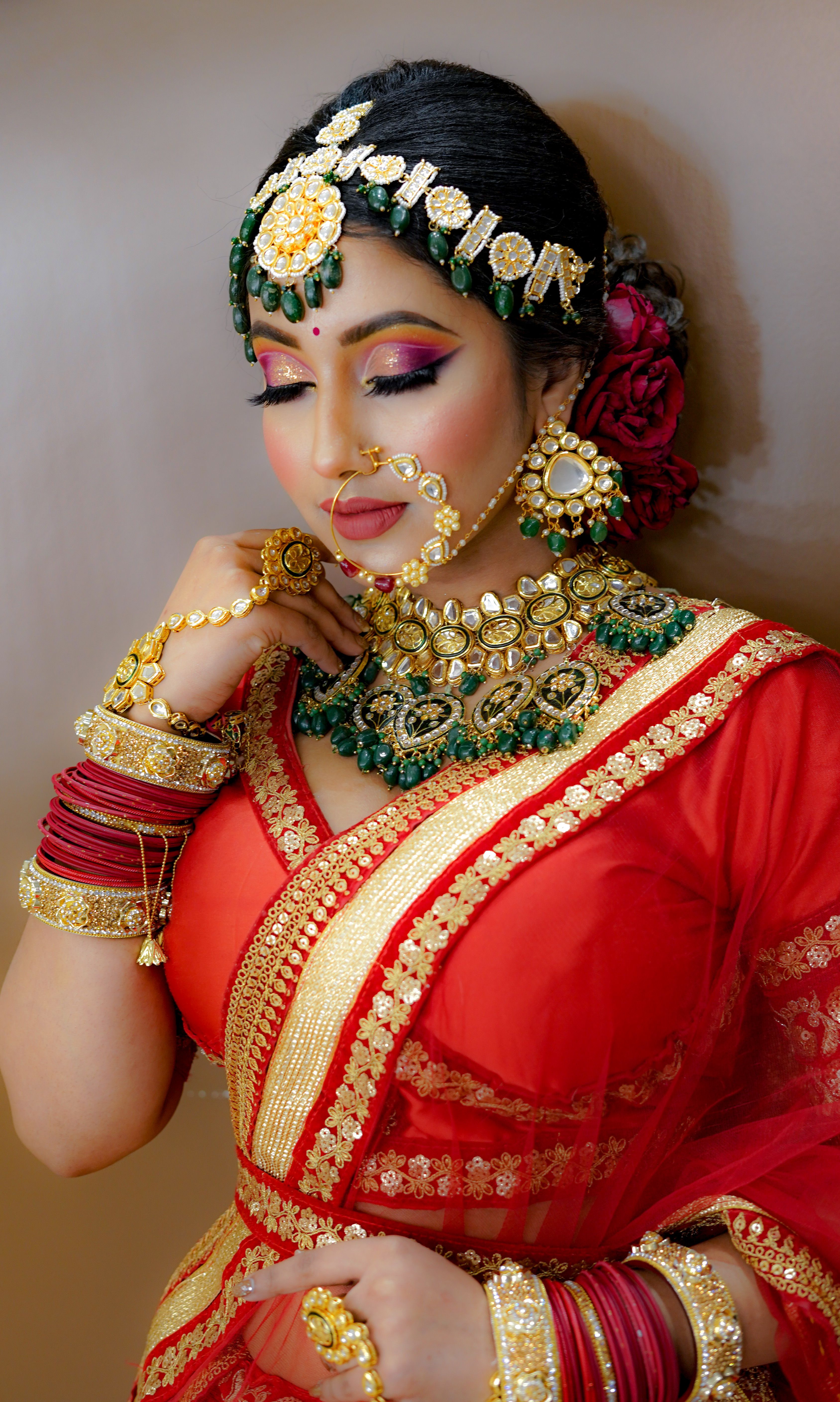 Portrait of a Bride Wearing an Ornate Jewelry · Free Stock Photo