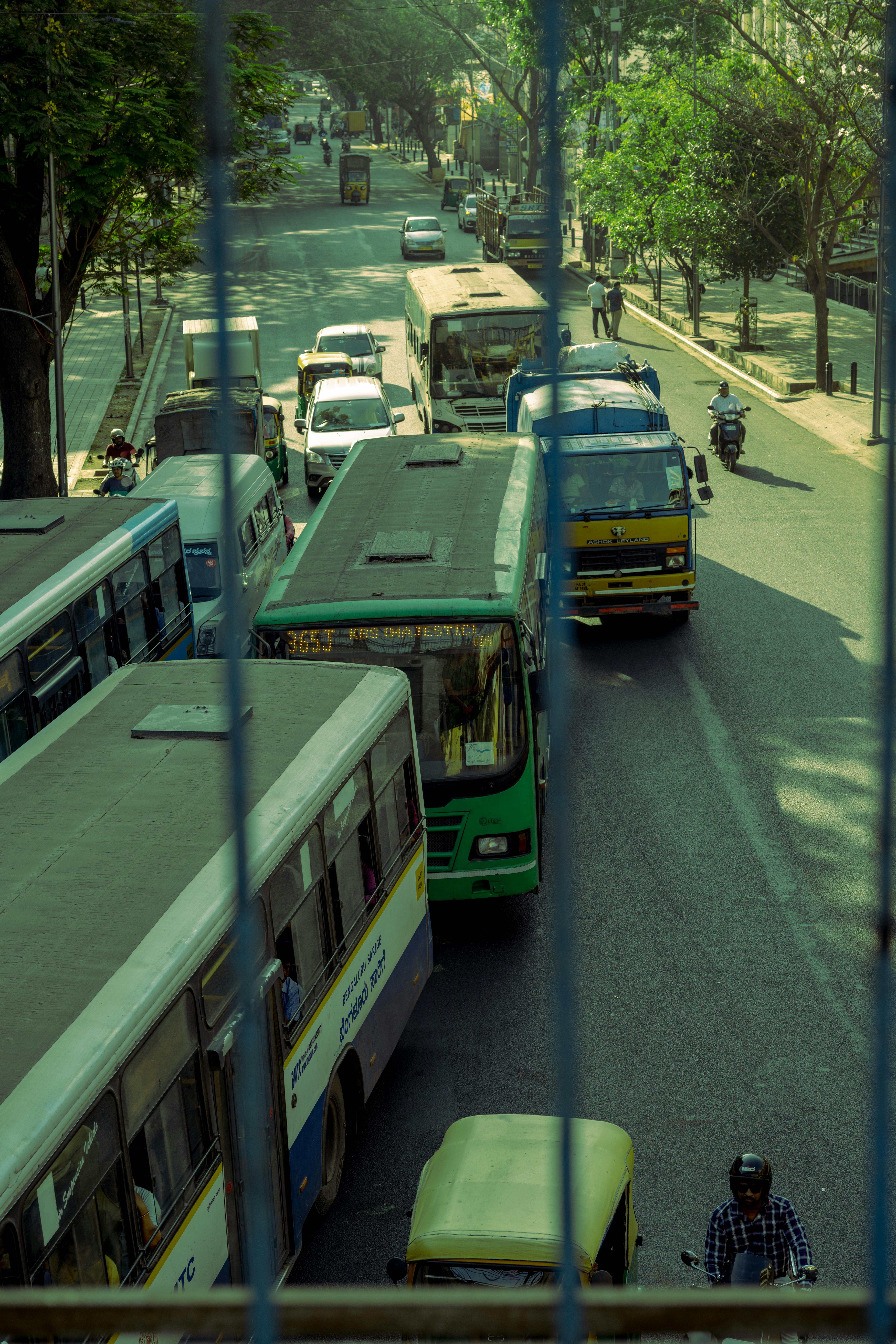 High Angle View of Buses on the Street · Free Stock Photo