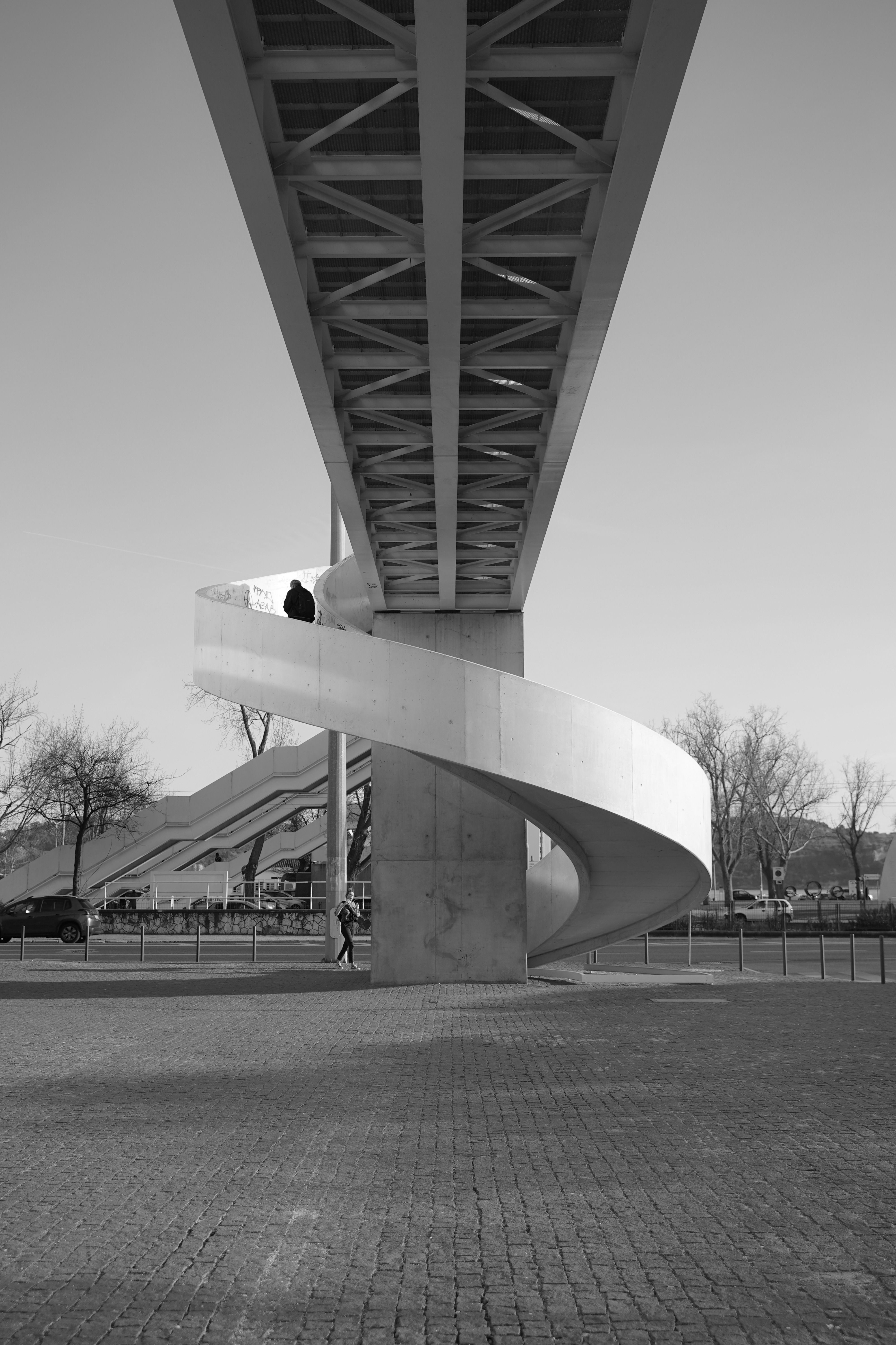 Footbridge in Grayscale · Free Stock Photo