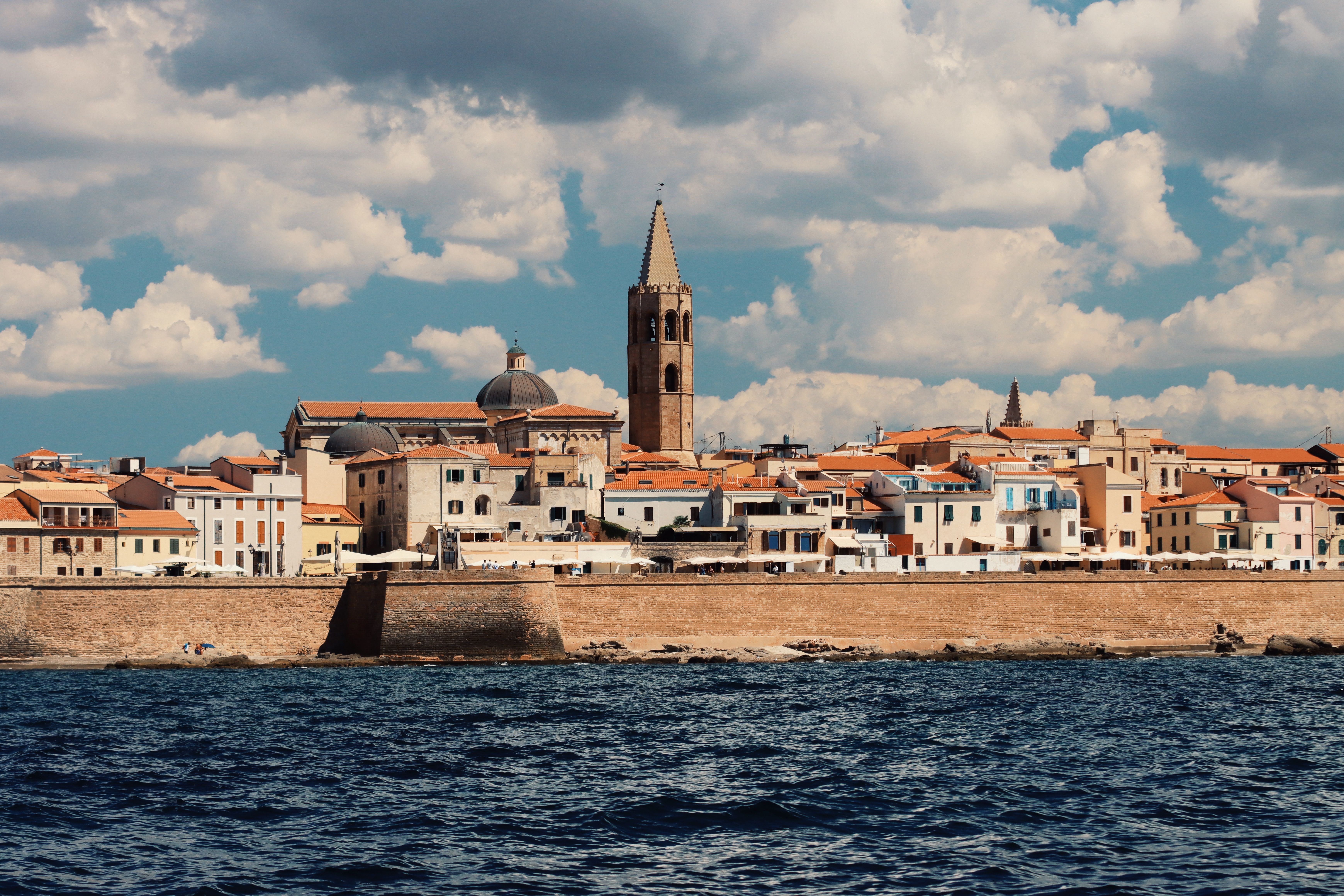 Skyline of Alghero with View of the Alghero Cathedral in the Middle ...