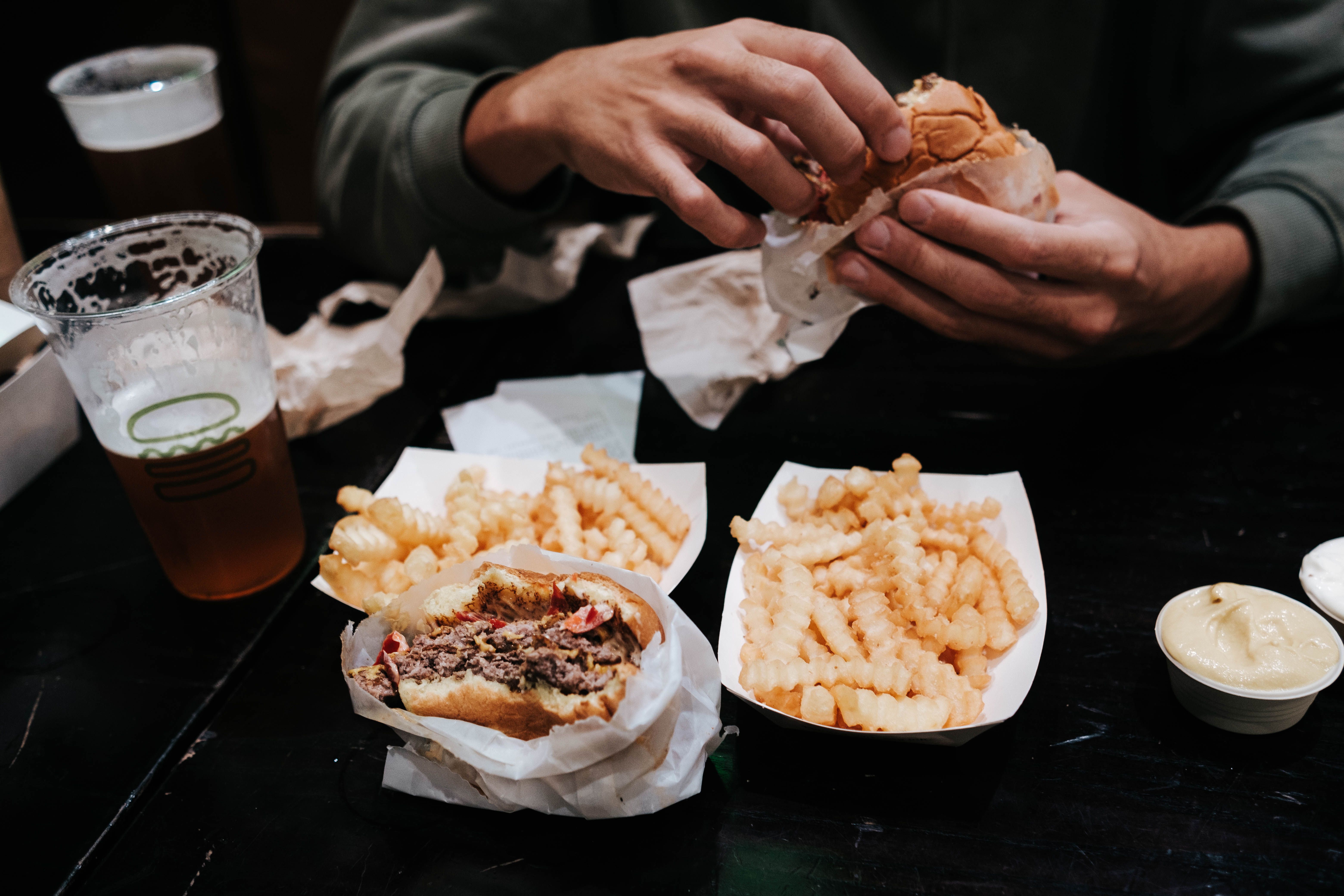 Eating Fast Food with Beer · Free Stock Photo