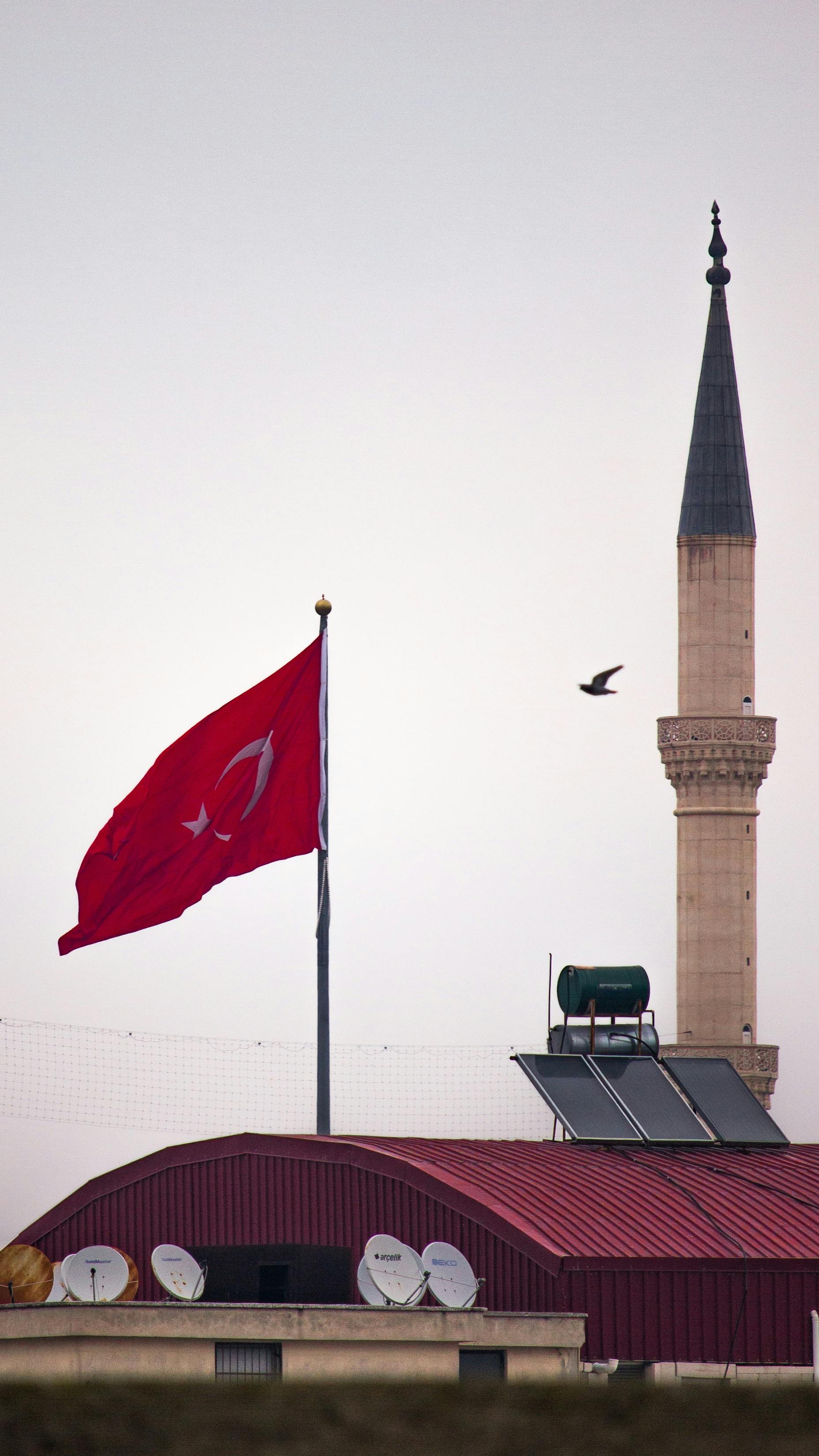 Rooftop with Flag of Turkiye · Free Stock Photo