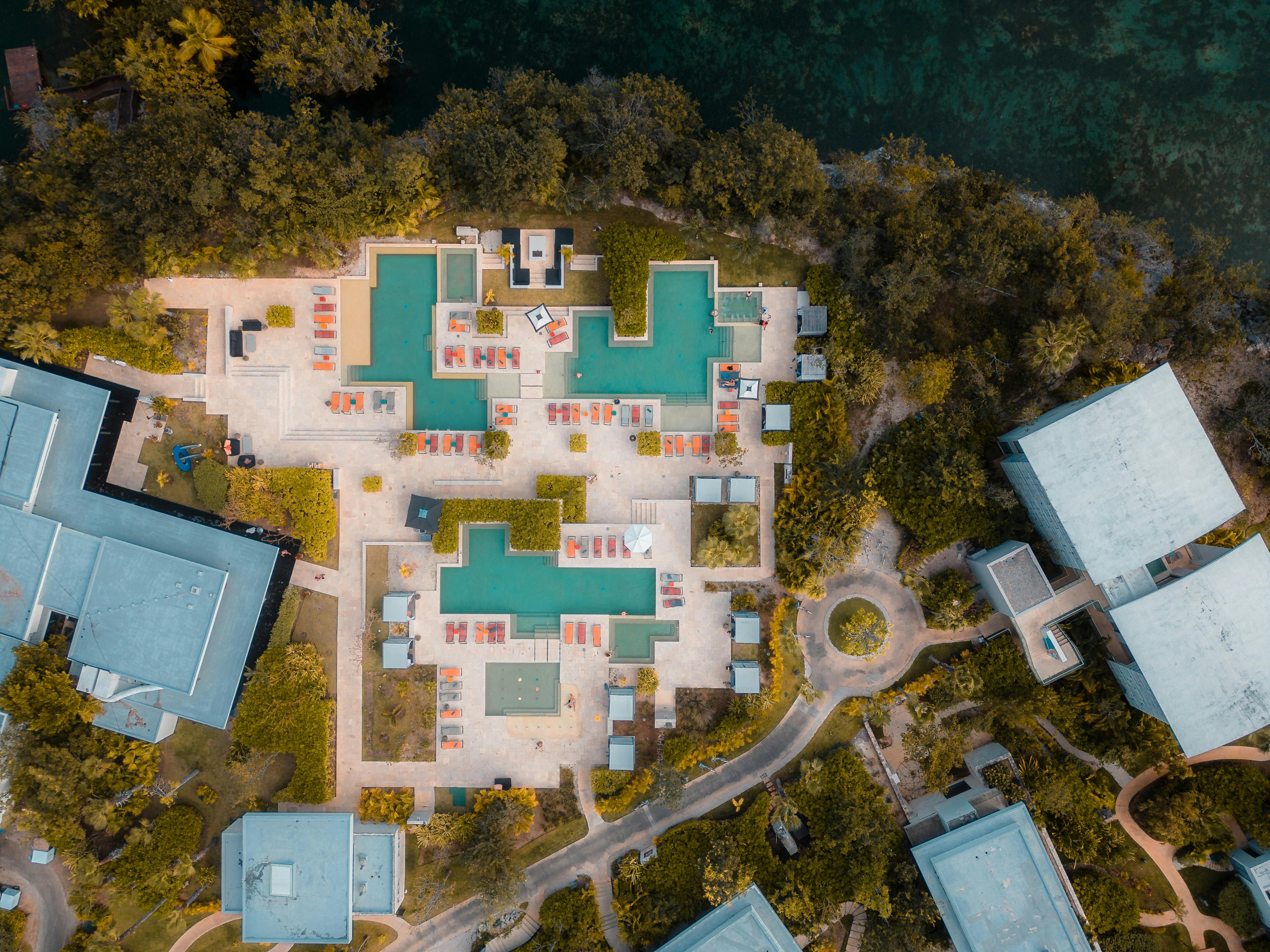 Top View of Resort with Swimming Pools · Free Stock Photo