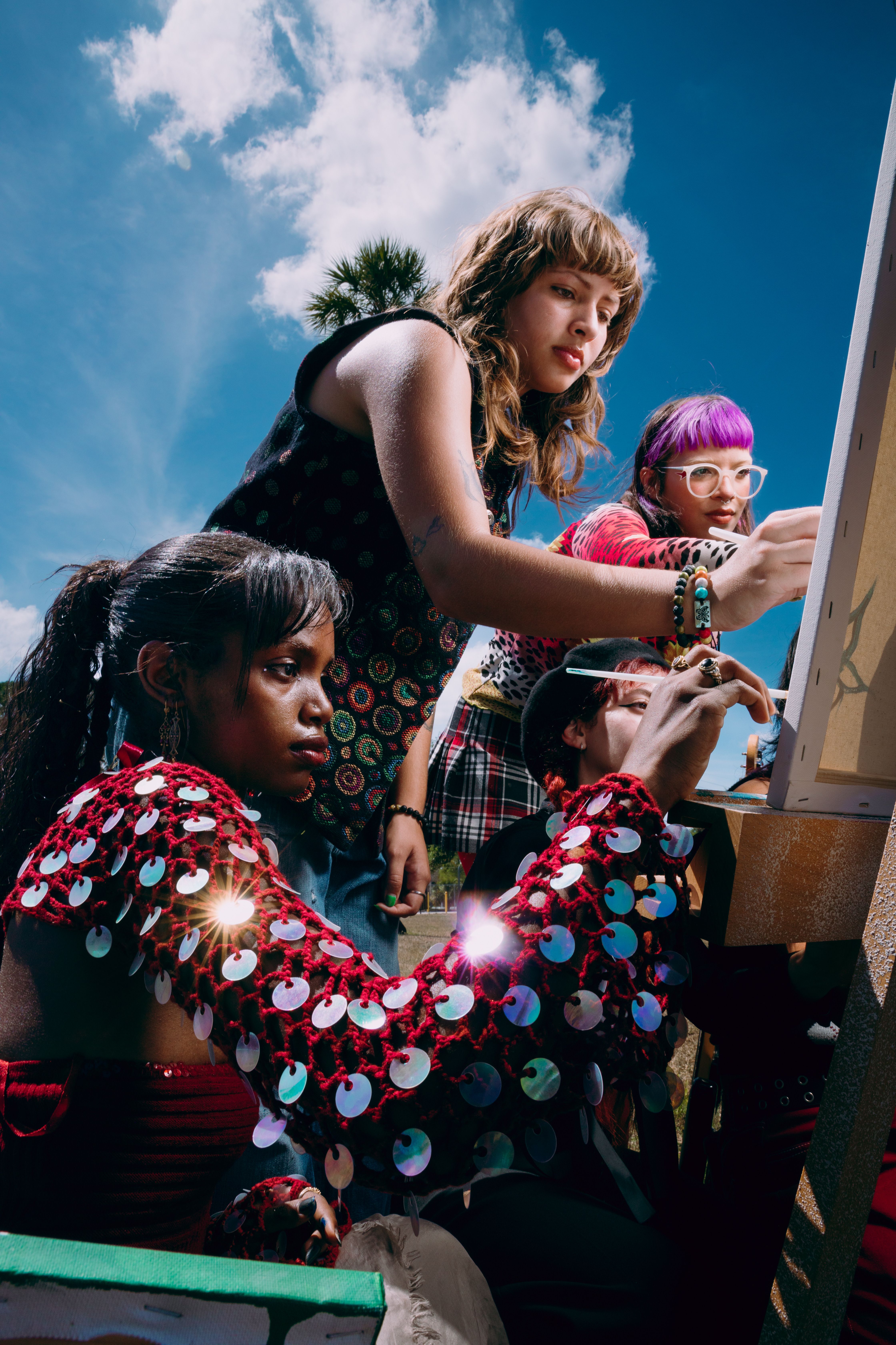 Group of Girls Painting on Canvas · Free Stock Photo