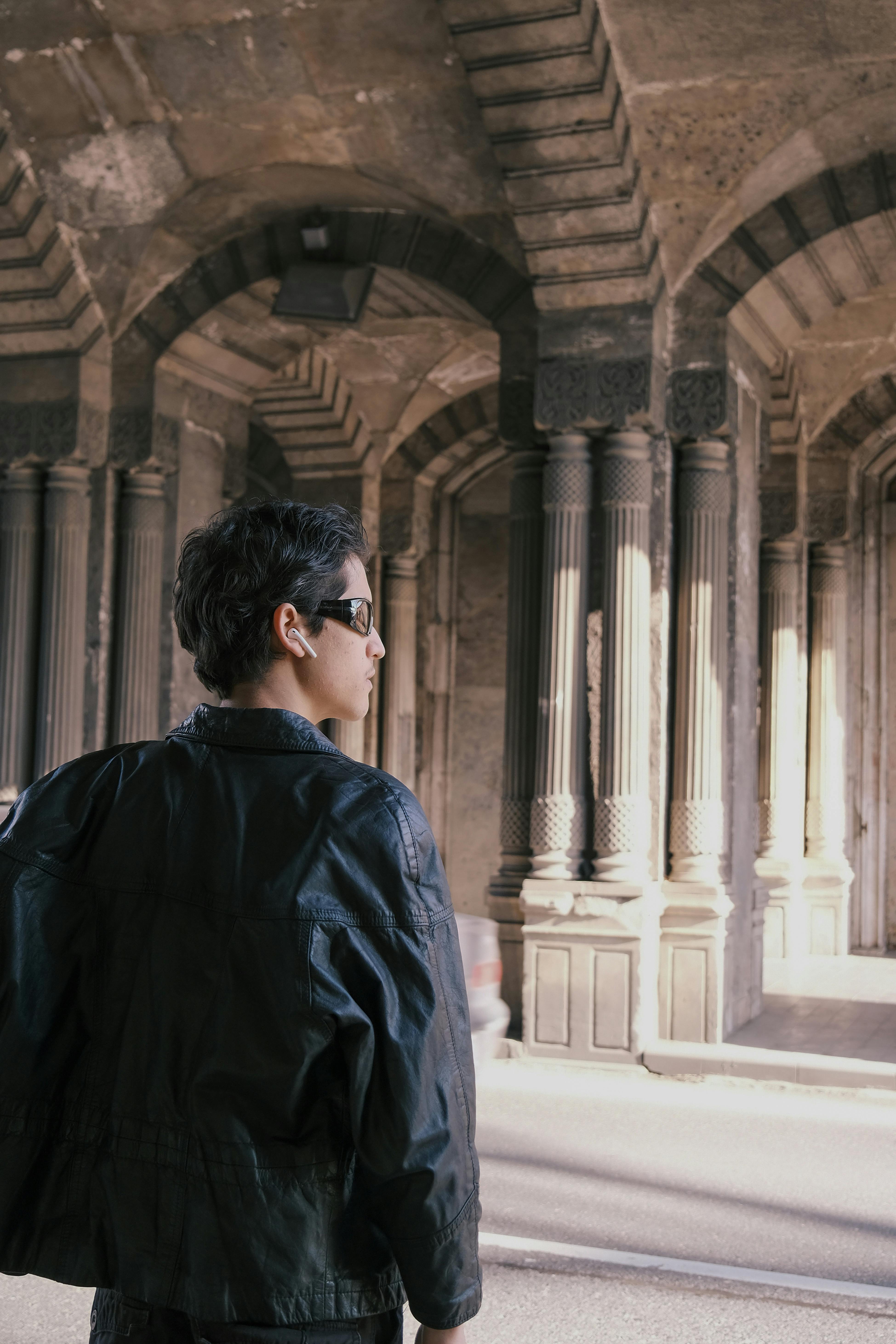 Back View of a Man Wearing a Leather Jacket · Free Stock Photo