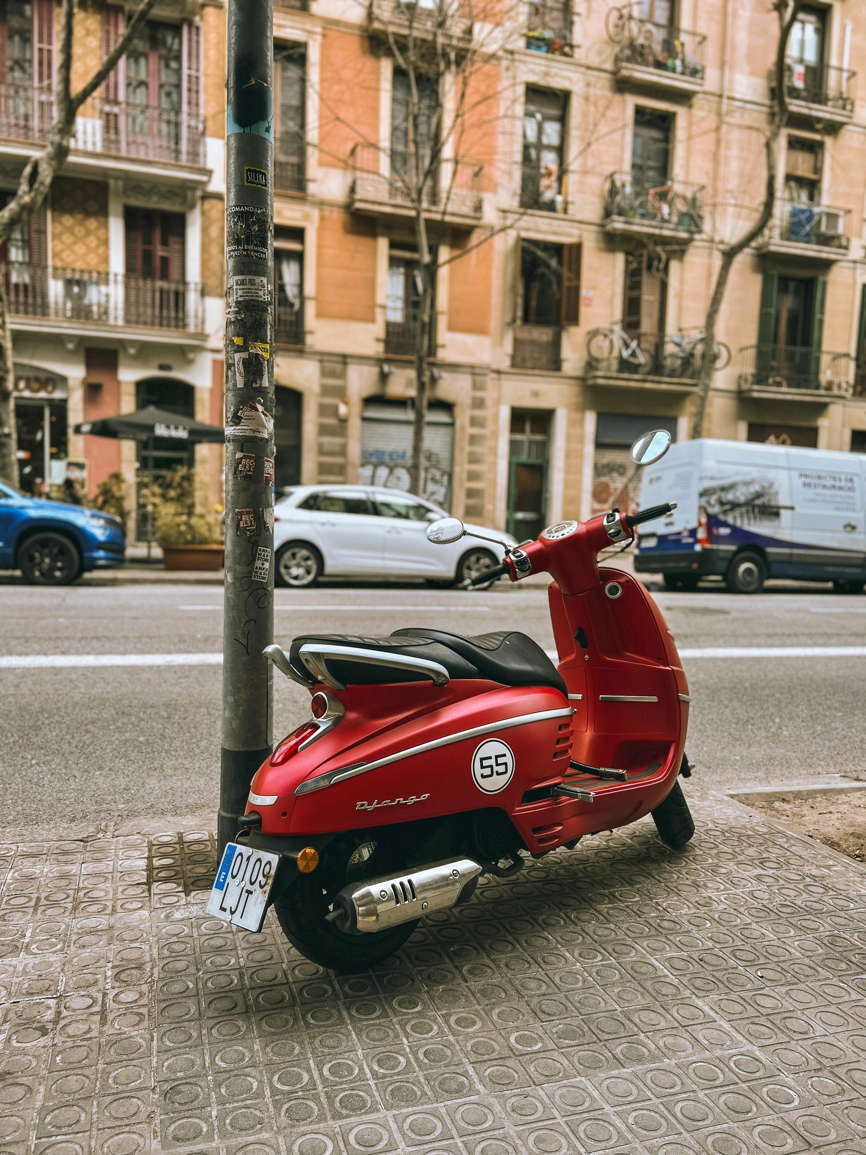 Scooter Parked on Sidewalk · Free Stock Photo