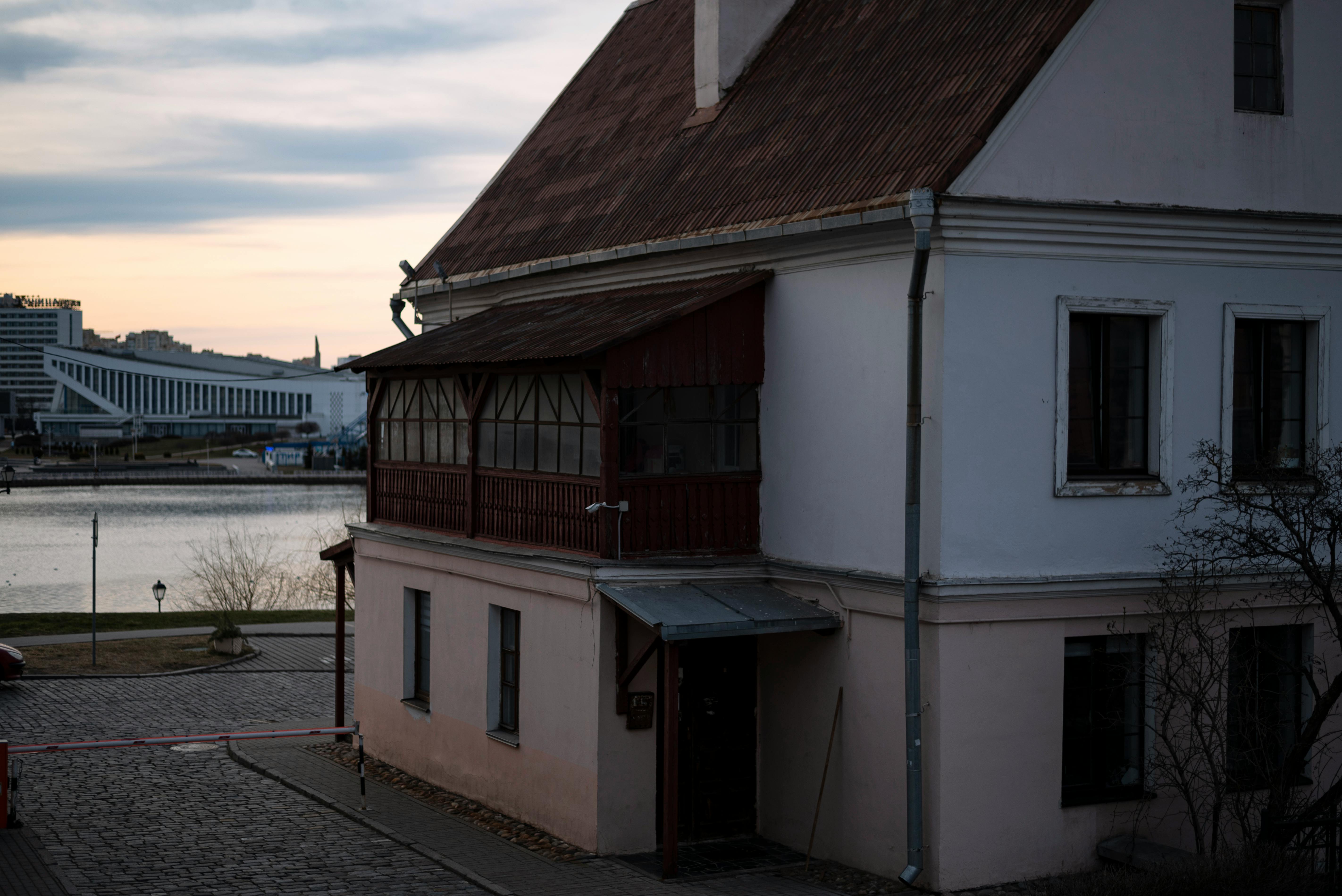 Building by the River Svislach and Sport Palace in the Background ...
