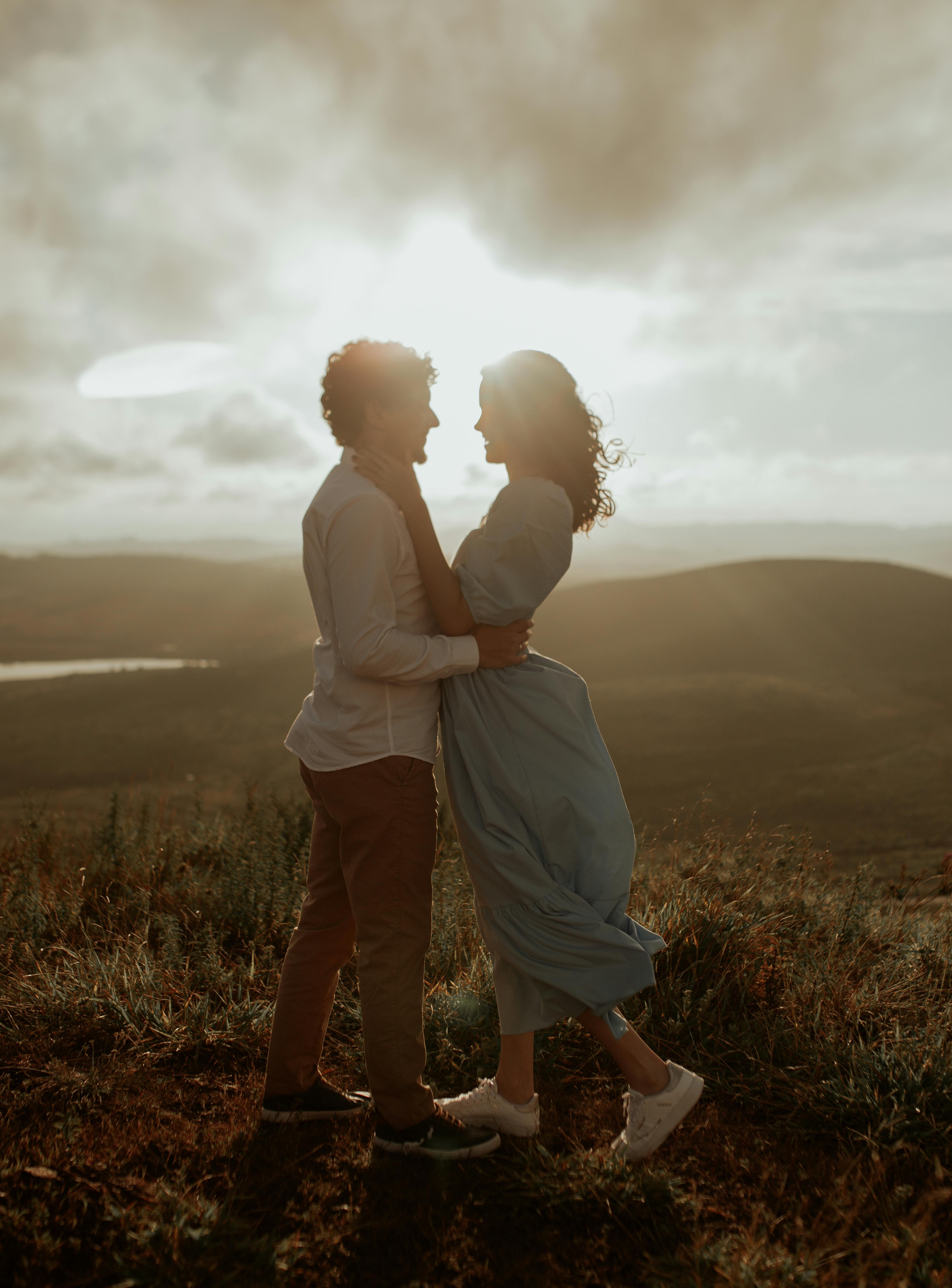 Couple Hugging in Nature on Sunset · Free Stock Photo