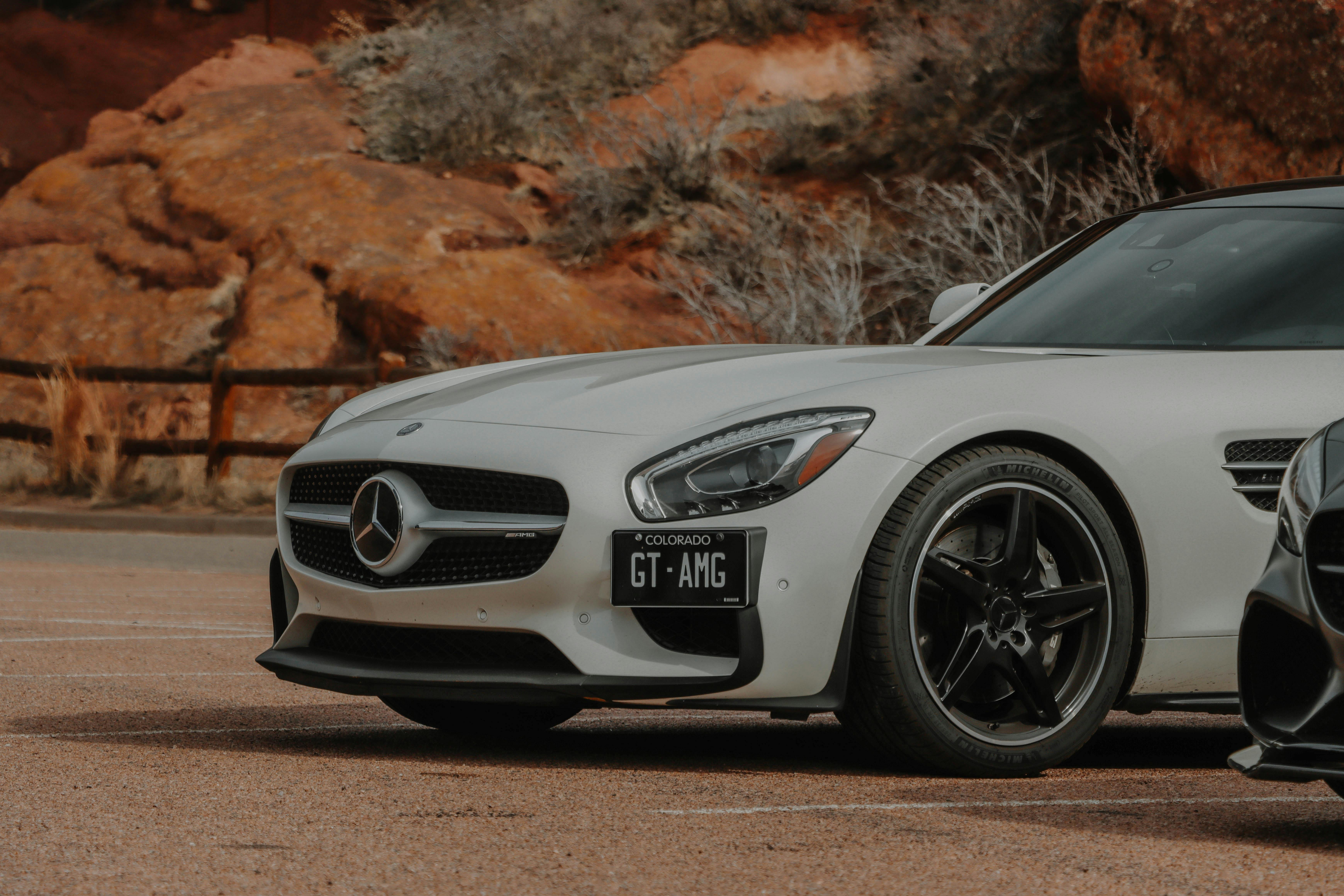 Blurred Motion of a Blue Mercedes-AMG GT · Free Stock Photo