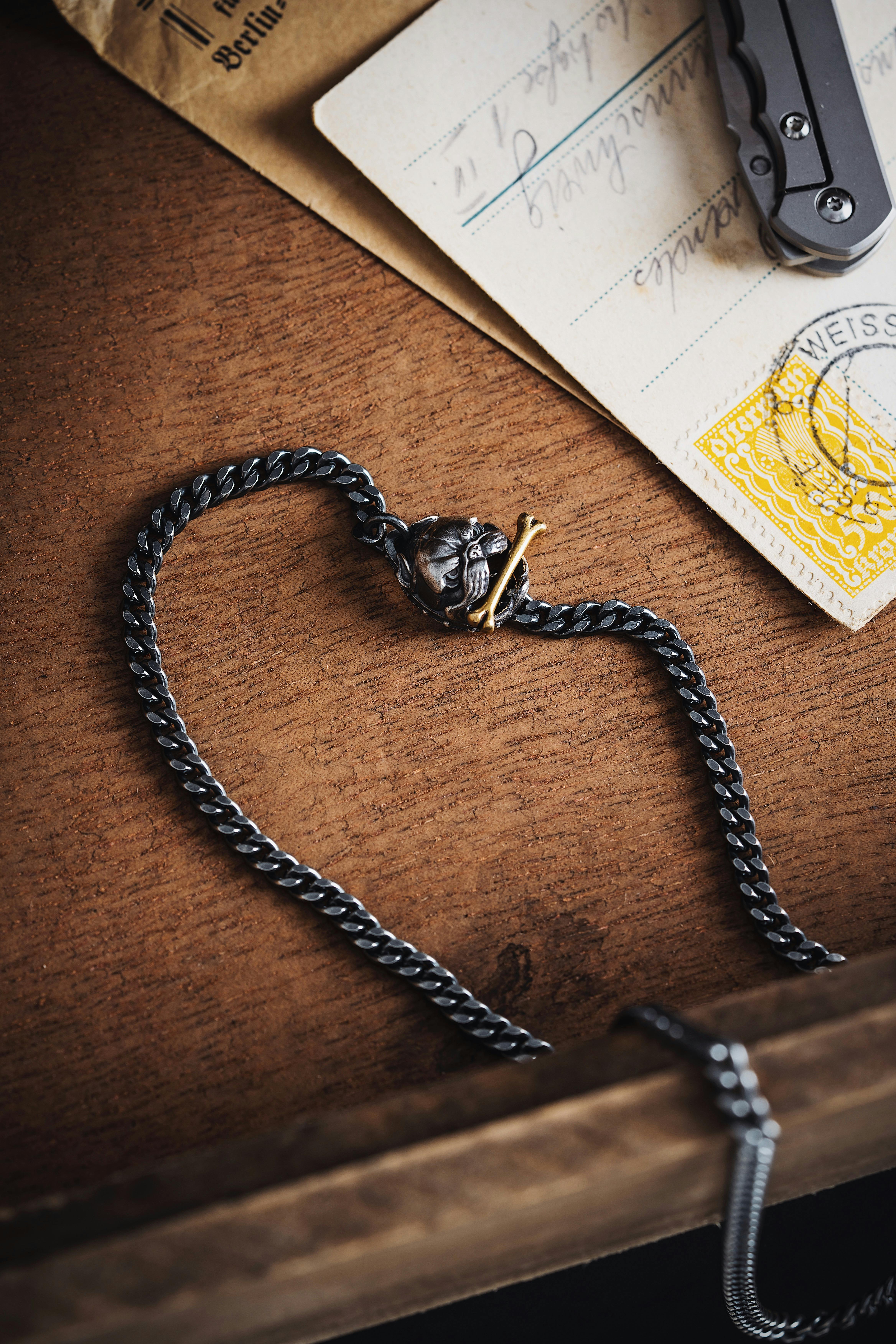 Close-up of a Cuban Link Chain with American Bully Dog Clasp · Free ...