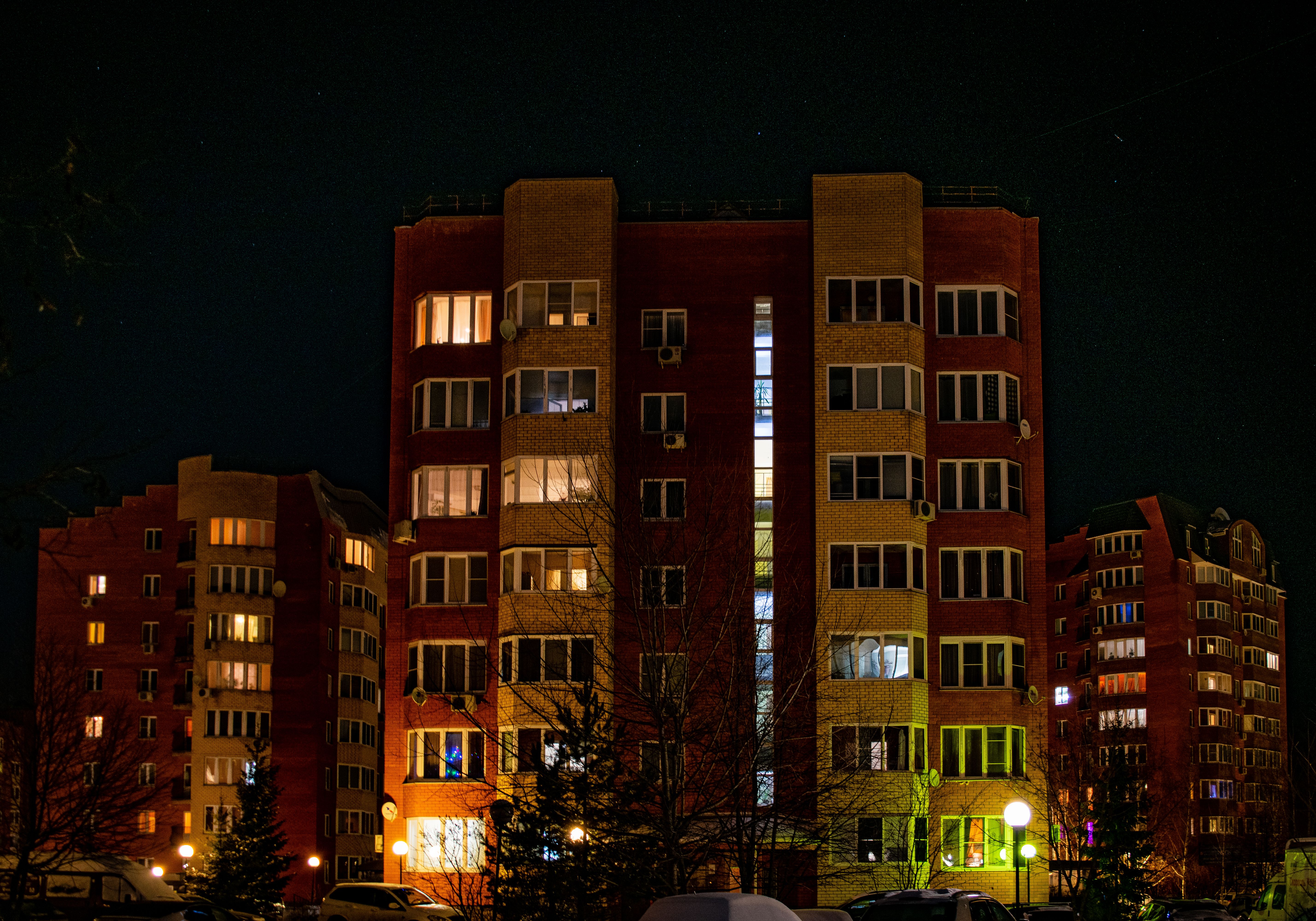 View of Apartment Blocks in City at Night · Free Stock Photo