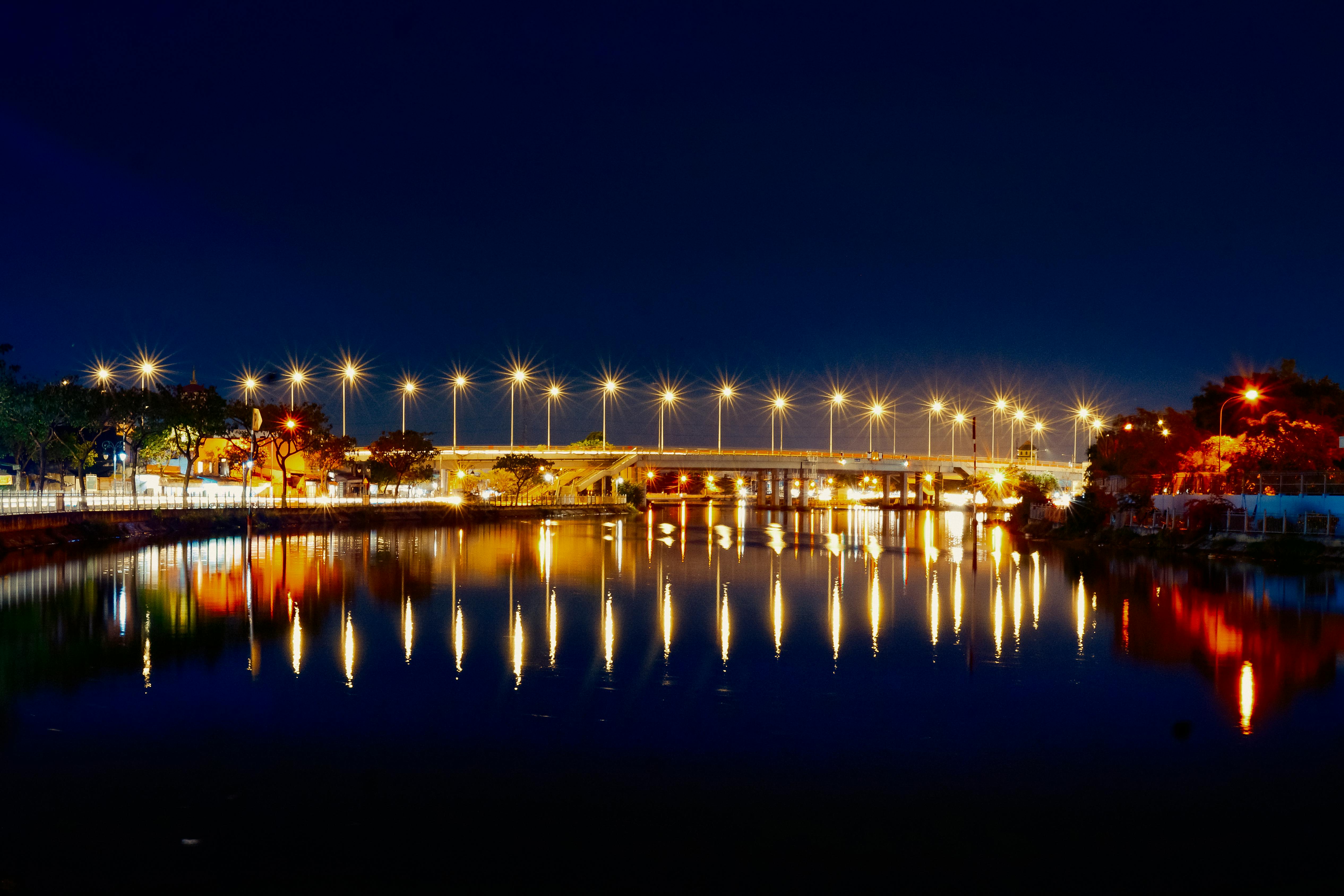 Bridge With Lights during Nightime · Free Stock Photo