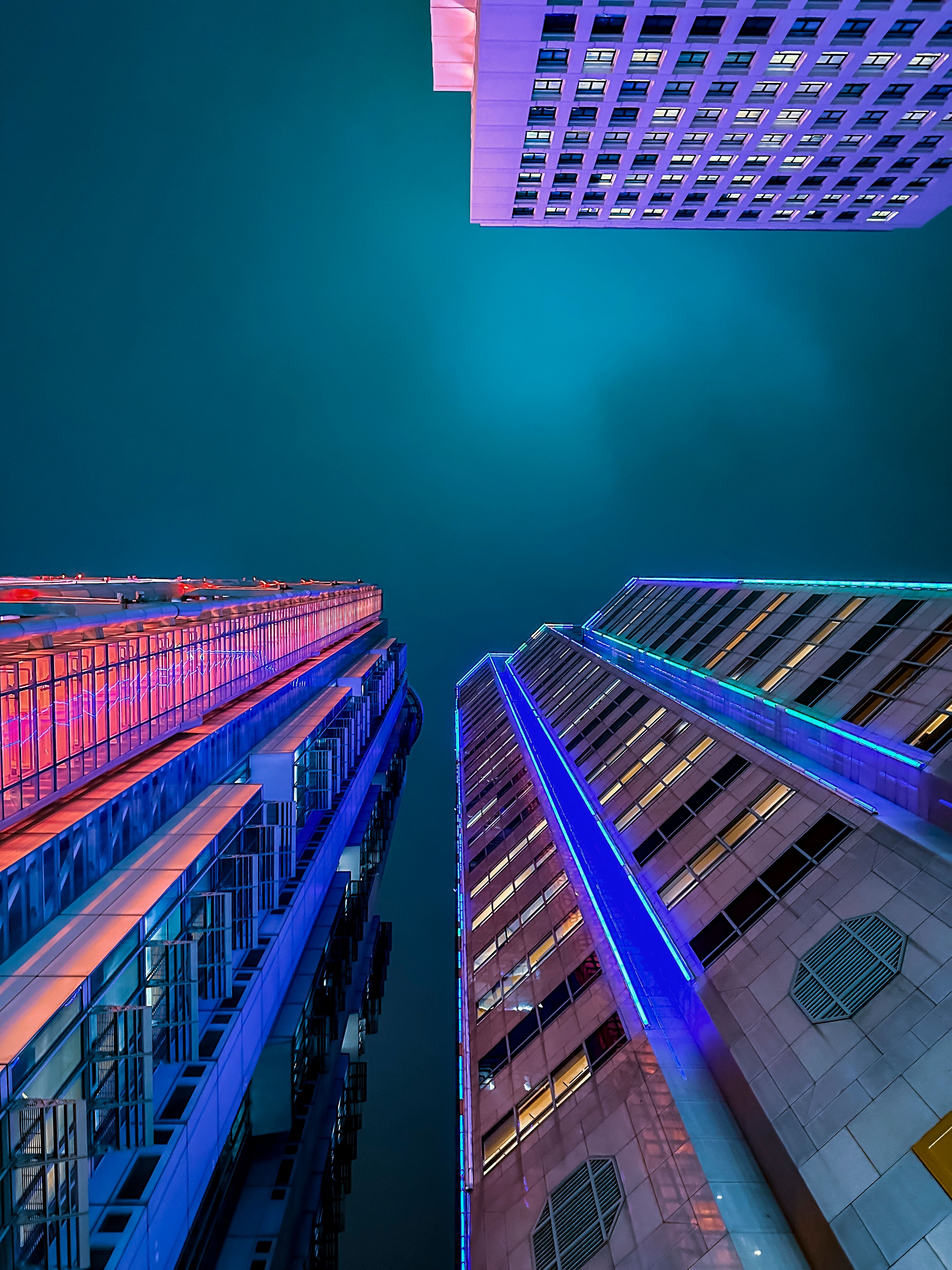 Skyscrapers Illuminated at Night · Free Stock Photo