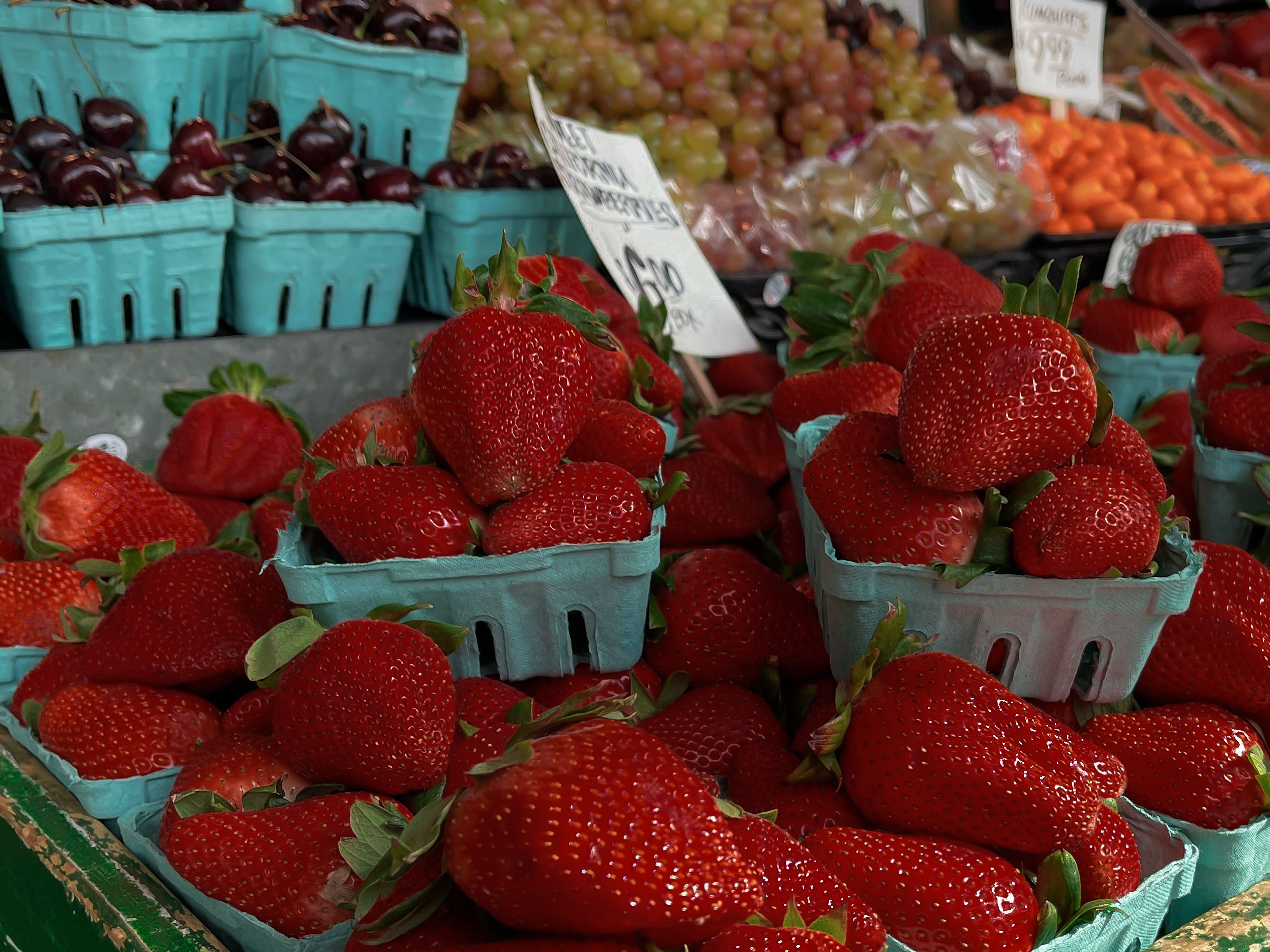 Fresh Strawberries on a Market Stall · Free Stock Photo